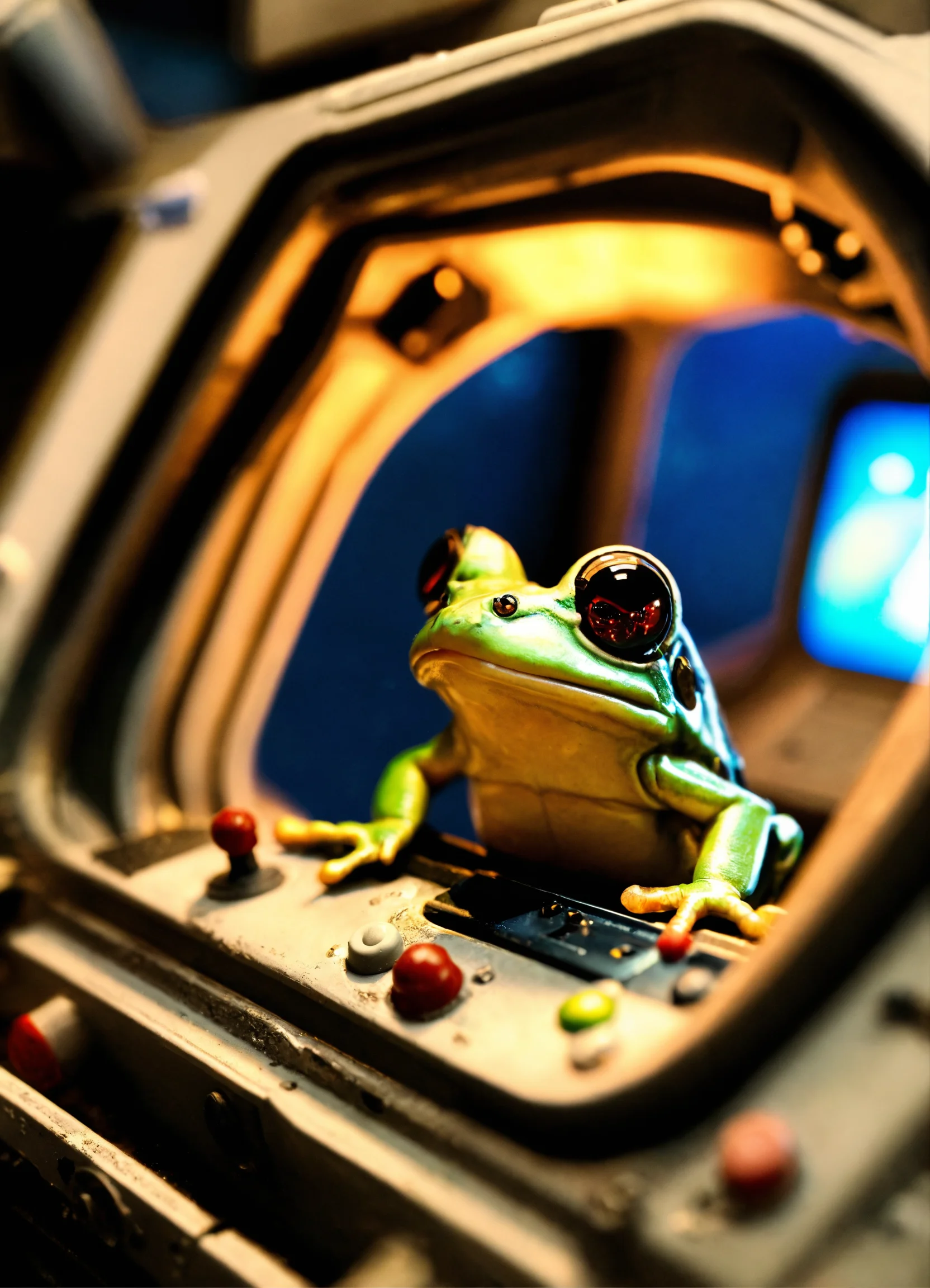 Lexica - A cute and tiny frog commander inside the Space Shuttle's ...