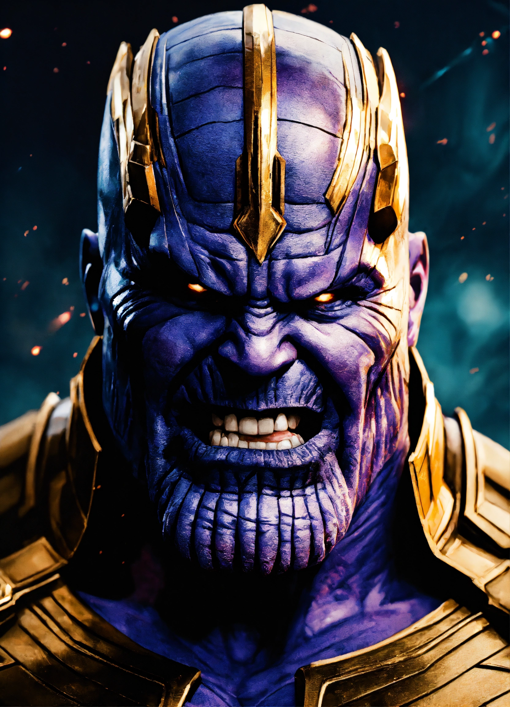 Lexica - Ultra-realistic image of Thanos covering his ears with his ...