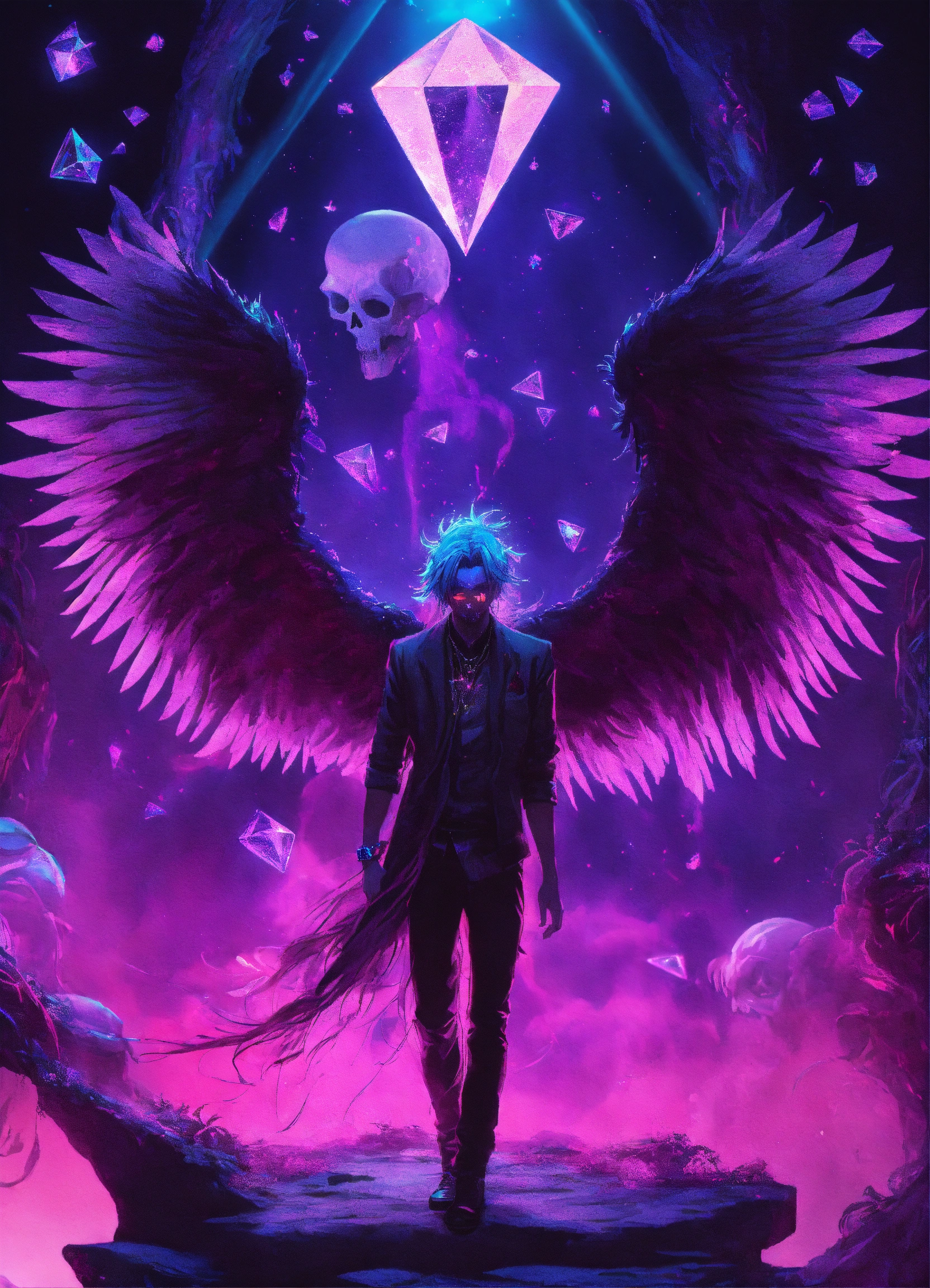 Lexica - Perfect focus flying hair Zombie king amethyst wings in a ...