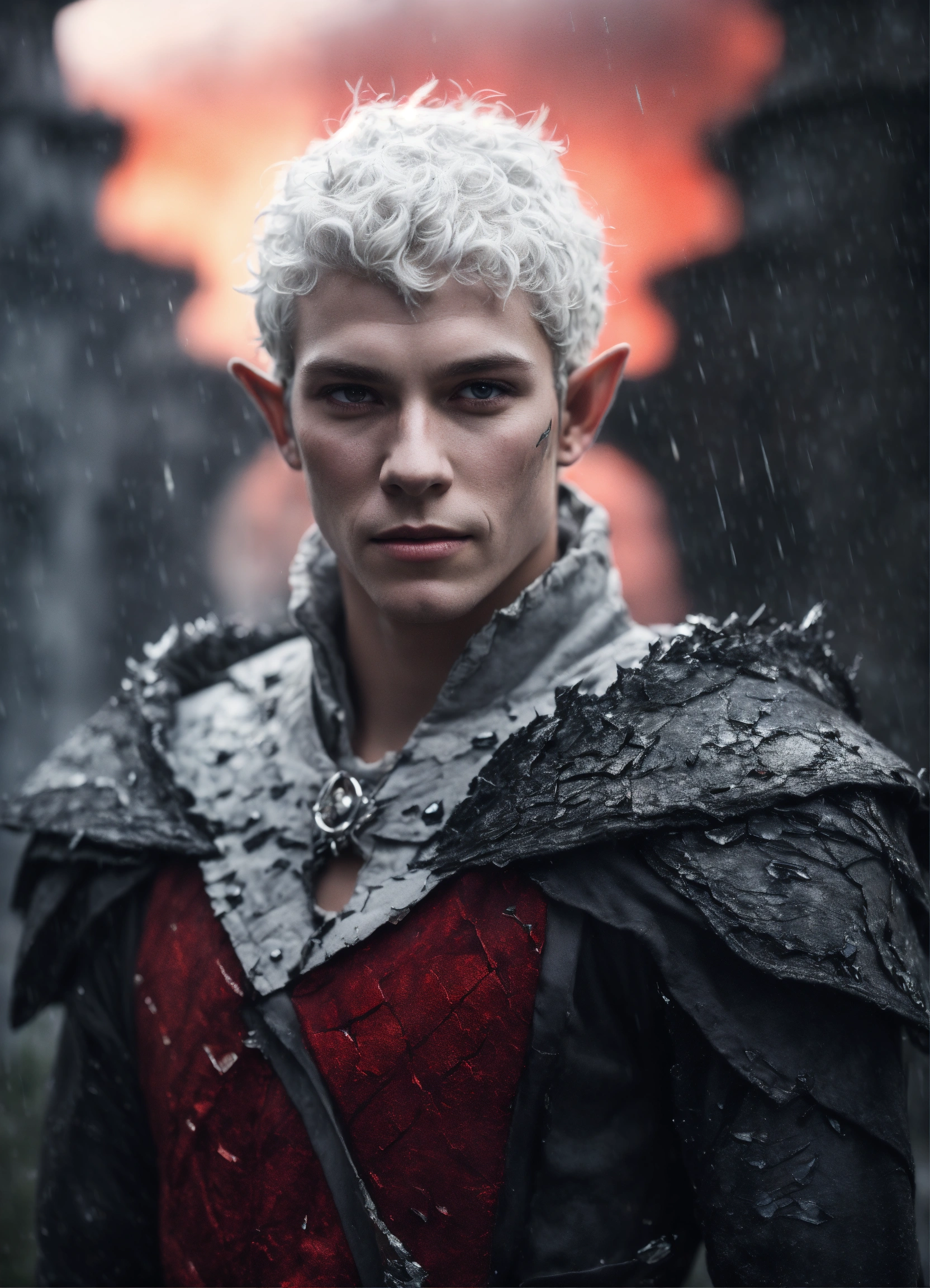 Lexica - Fantasy portrait of a ash-grey skinned elf, masculine ...