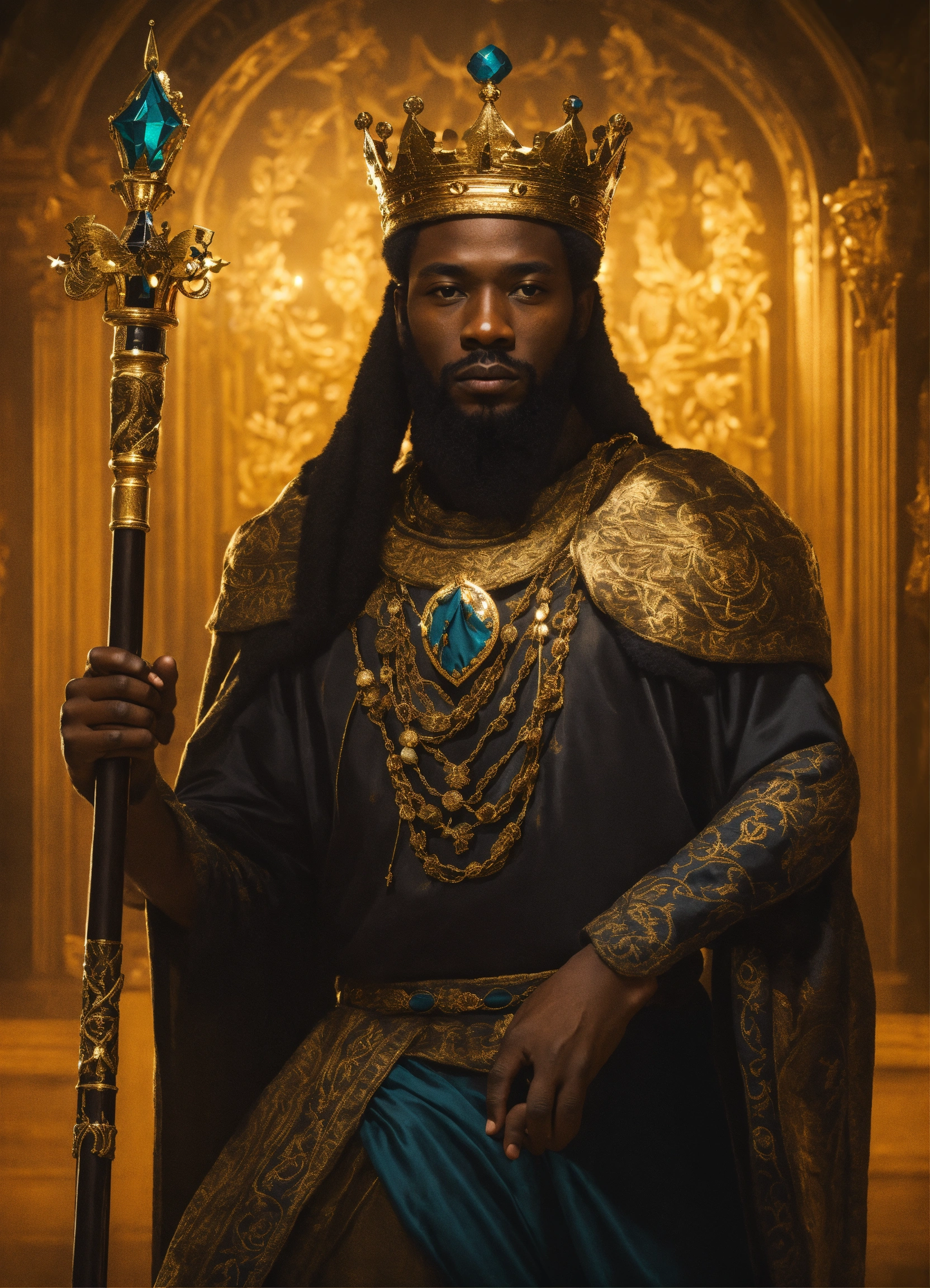 Lexica - A black king with crown and staff
