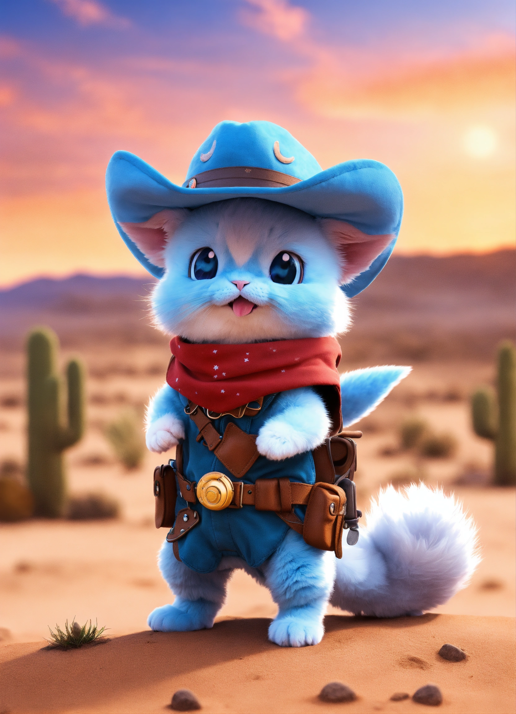 Lexica - An adorable and fluffy baby Pokemon Mew, cowboy, western ...