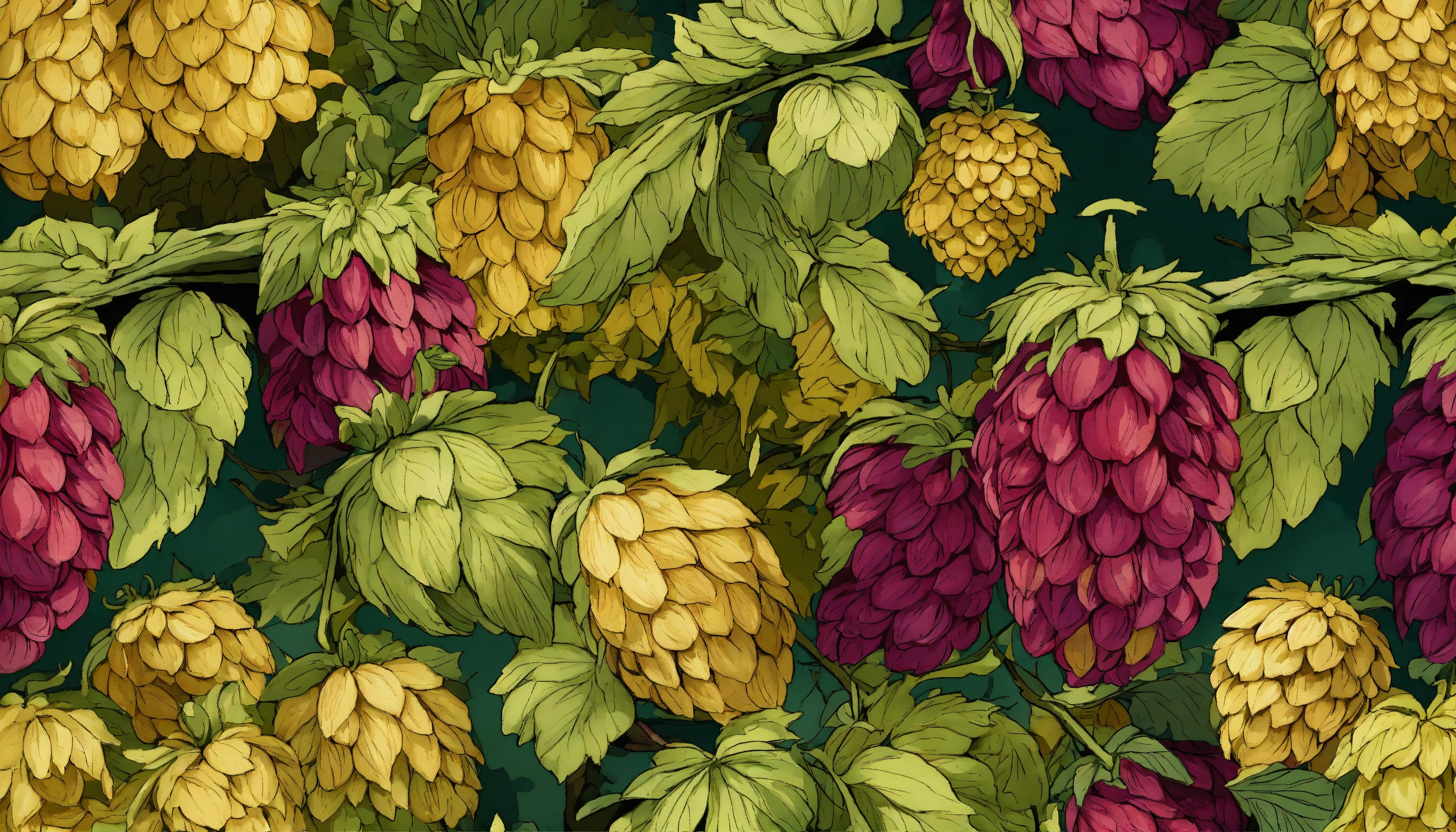 Lexica - Composition of bunches of hops generating a 6-color graphic ...