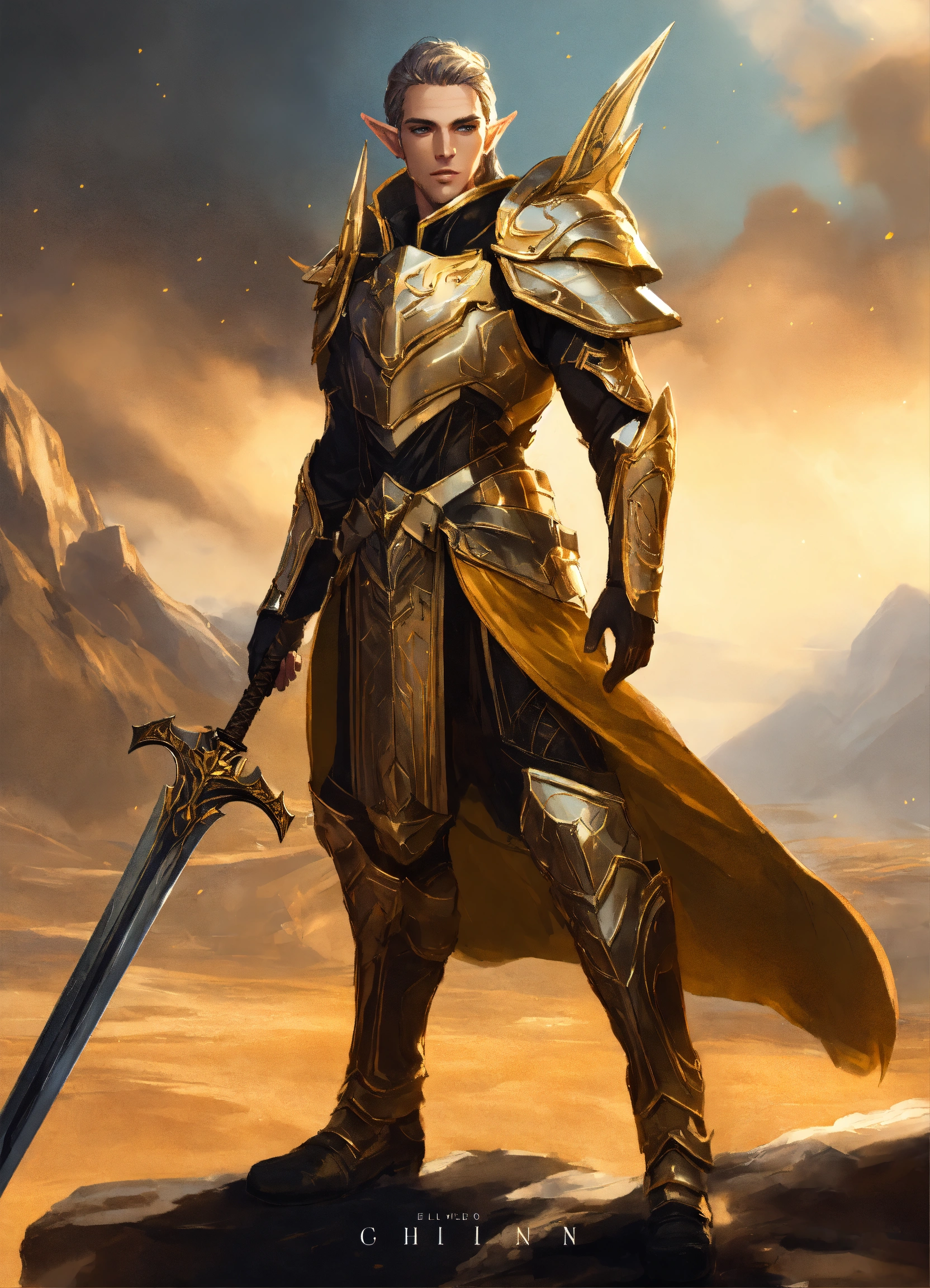 Lexica - Full body of a handsome male high elf, sci fi soldier wearing ...