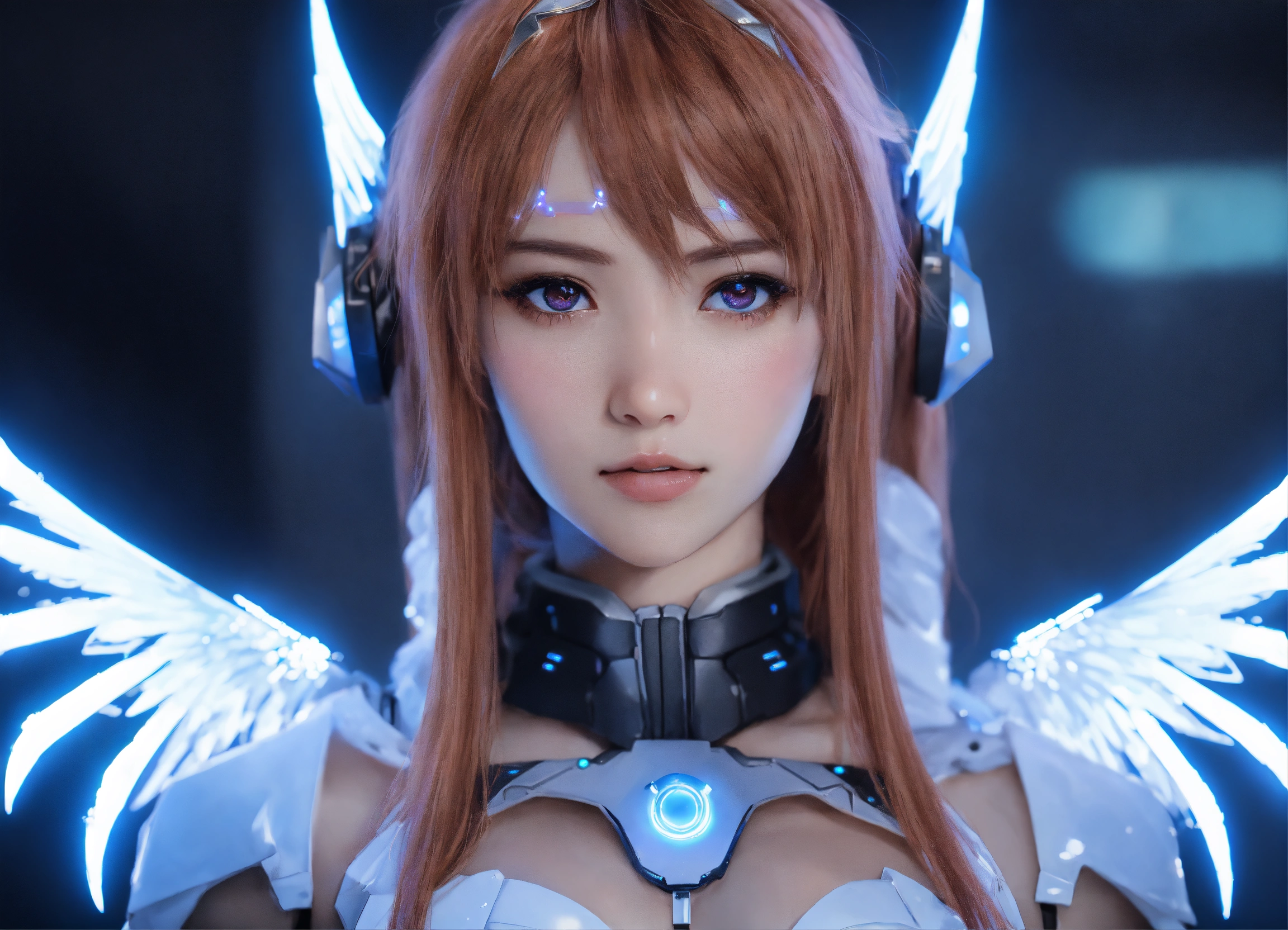 Lexica - A real photo of Cute Cyber girl lightning with angelwing's ...