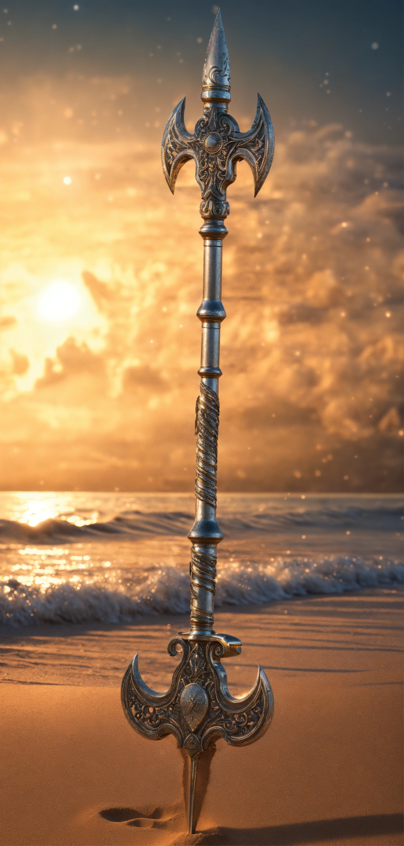 Lexica - 8k, picture of a very long gezackte throwing harpoon with ...