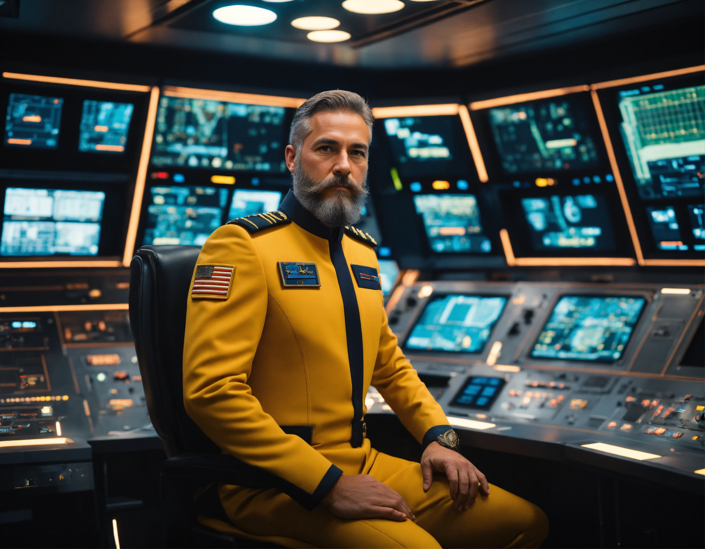 Lexica - 50 year old masculine star commander with sleek uniform and ...