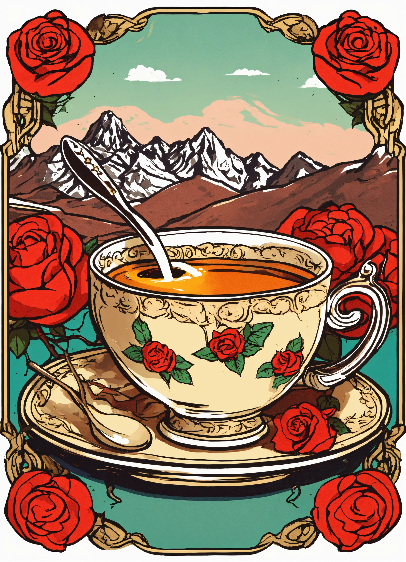 Lexica - Sticker, skeleton hand holding a vintage tea cup, hot tea ...