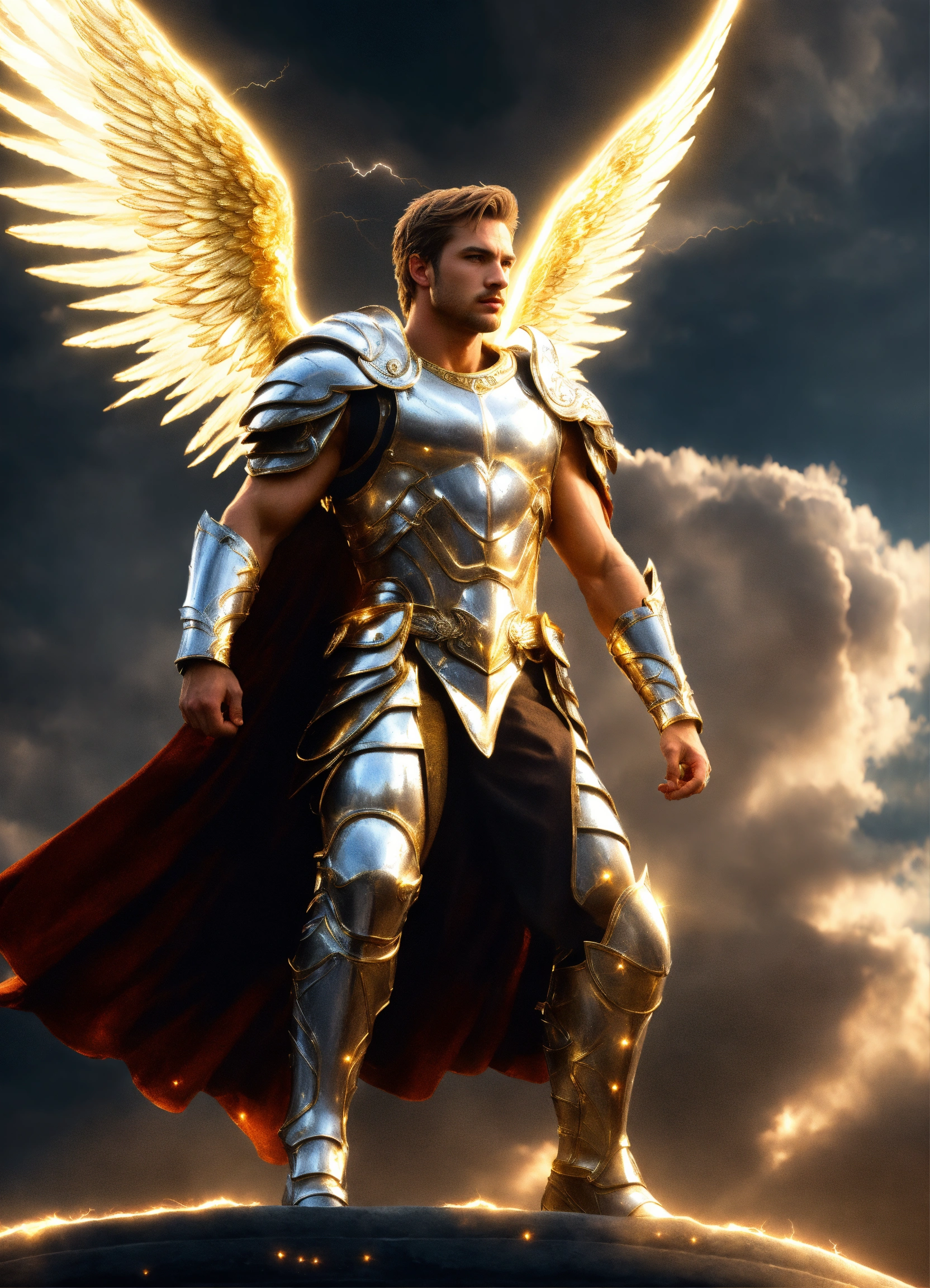 Lexica - Full body strong handsome white male god angel with wings ...