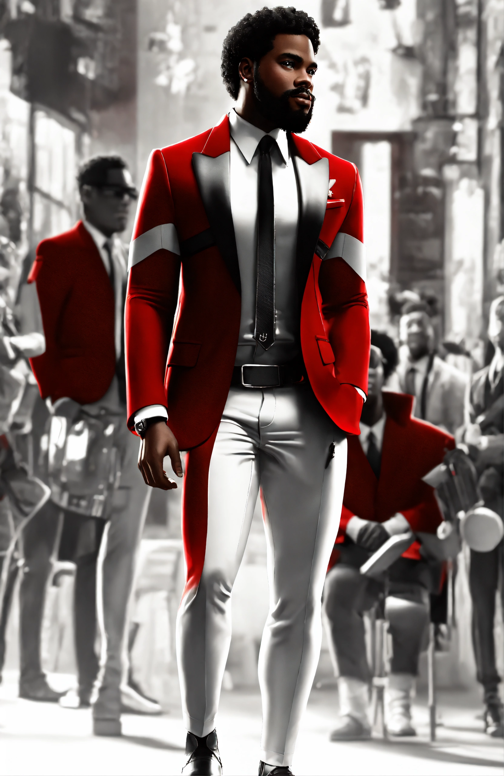 Lexica - Afroamerican man in red suit, Disney style, Pixar, music ...