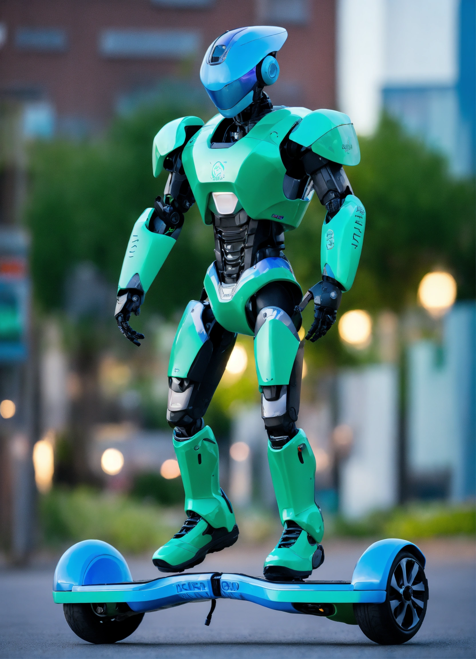 Lexica - A passionate male robot on hoverboard, "Realistic Man Face ...