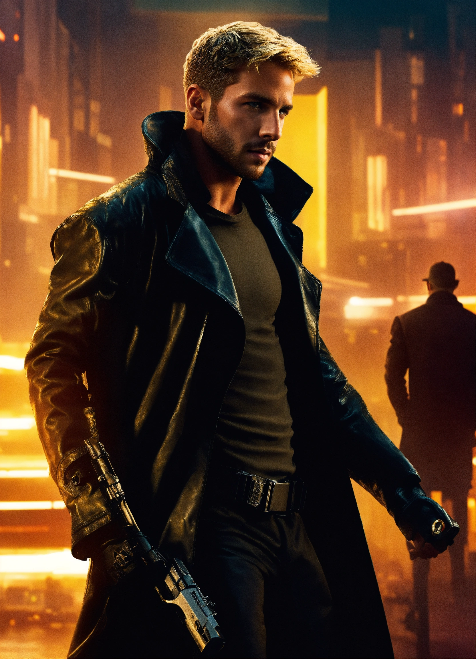 Lexica - Full body, stubble faced blonde haired white man, futuristic ...