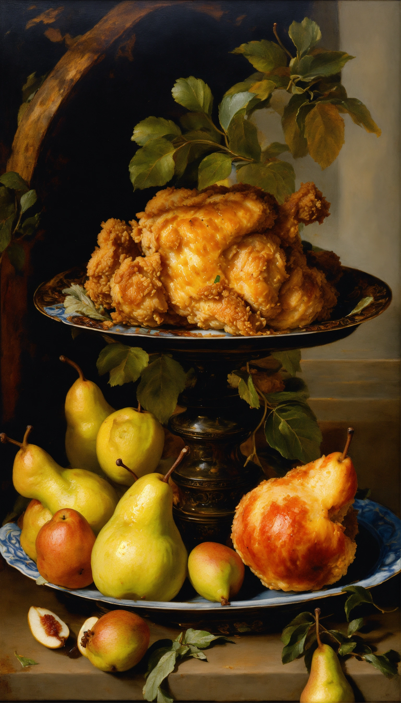 Lexica - Still life with fried chicken and pears by Peter Paul Rubens