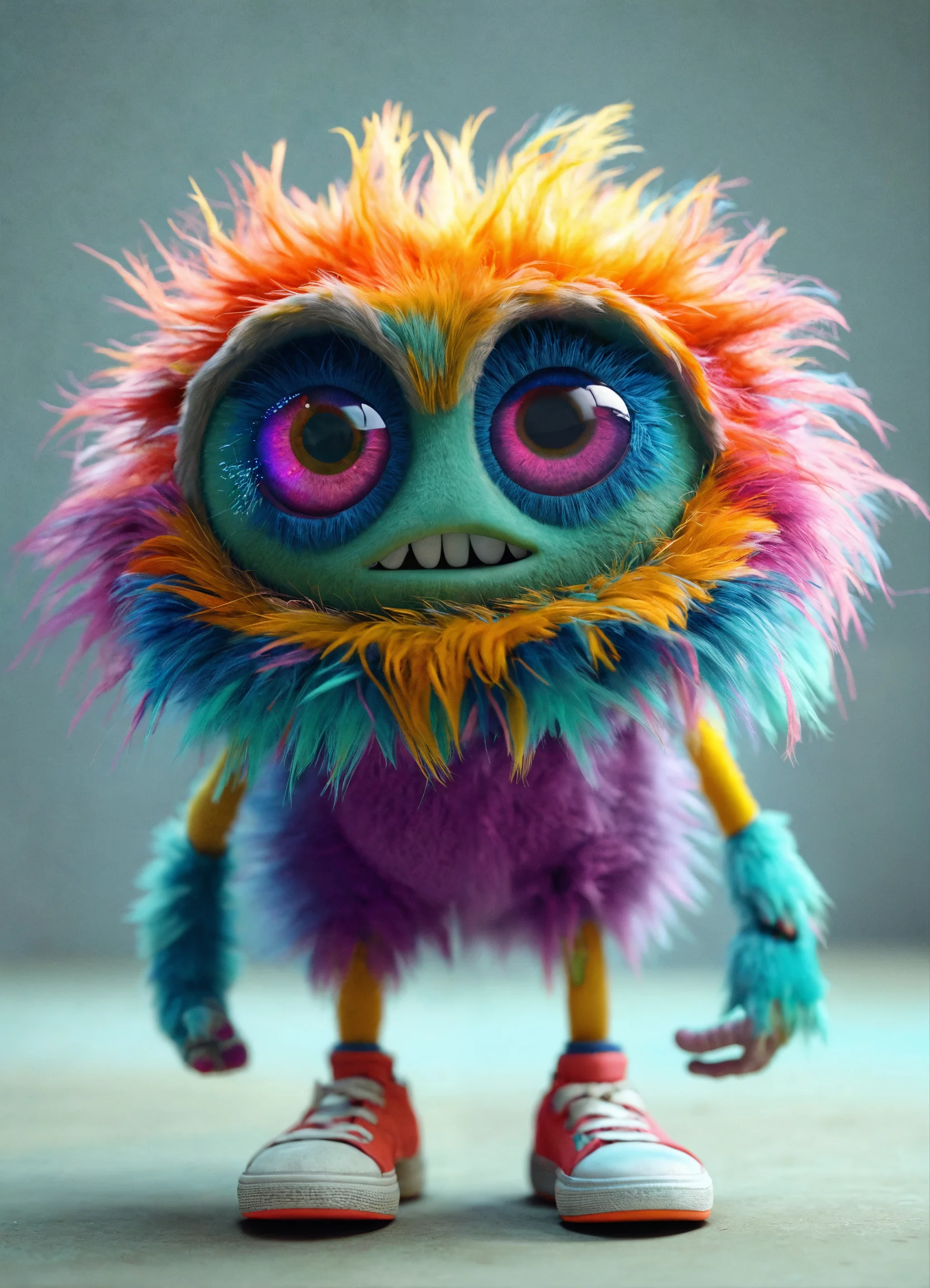 Lexica - An adorable cgi monster with bulky tennis shoes and big ...