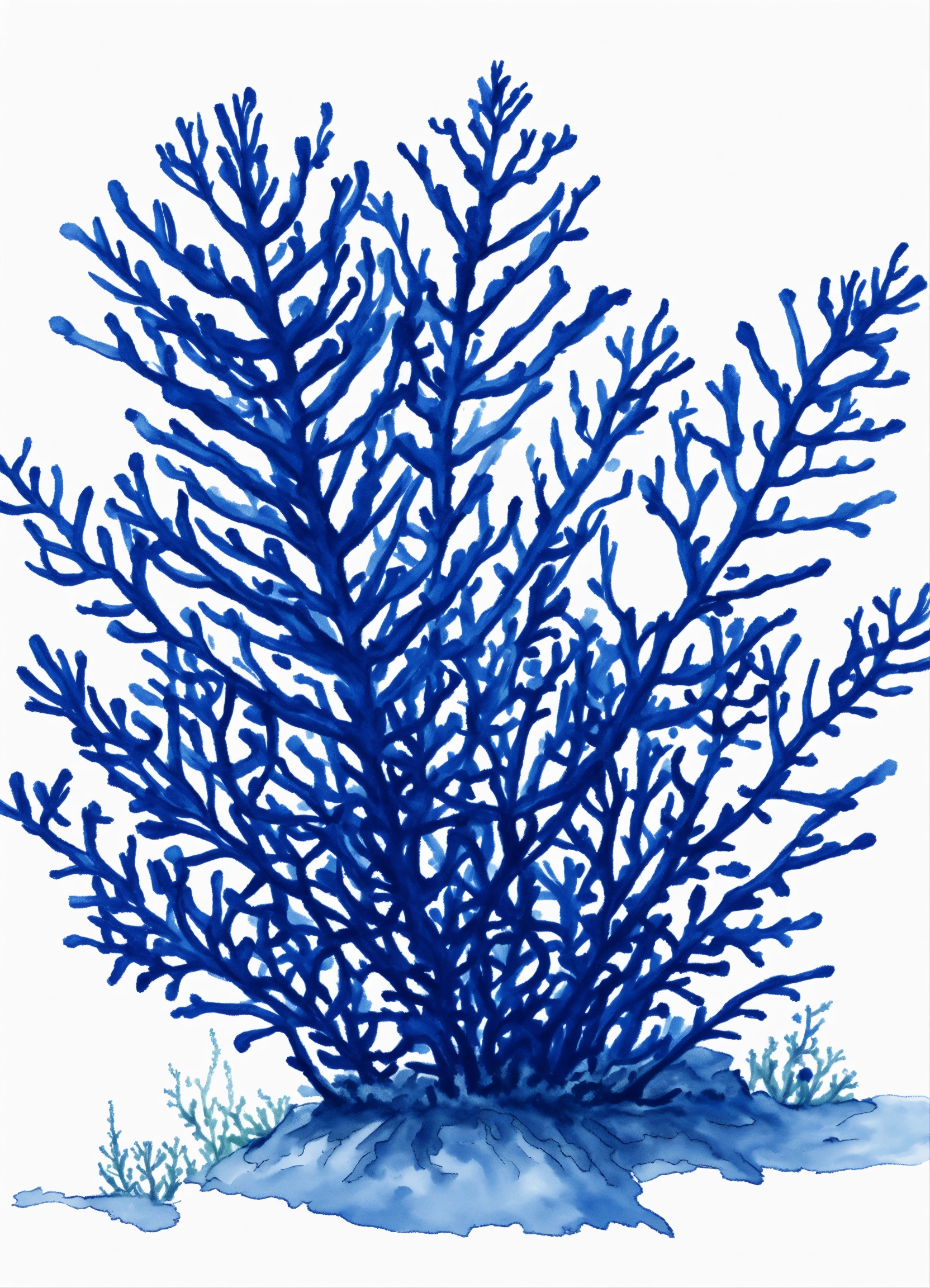 Lexica - , simple sketch of a acropora bleu foncé, white background