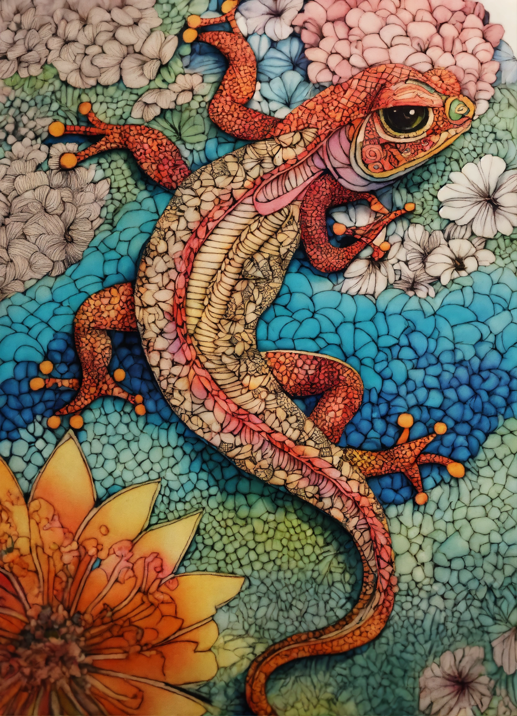 Lexica - Zentangle, style inspired by Ogata Gekko