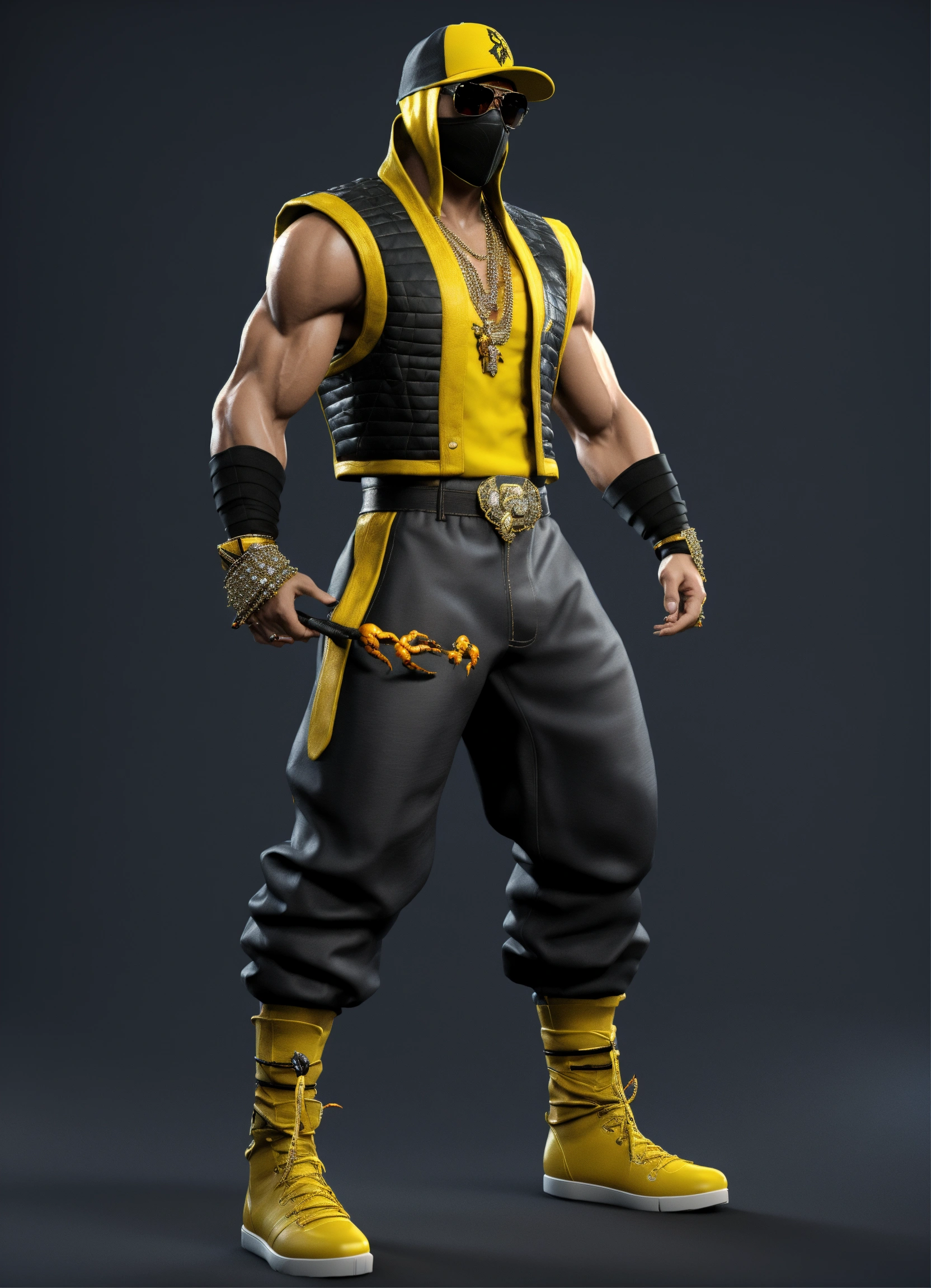 Lexica - 3D model, Scorpion from mortal kombat in trendy hip-hop attire ...