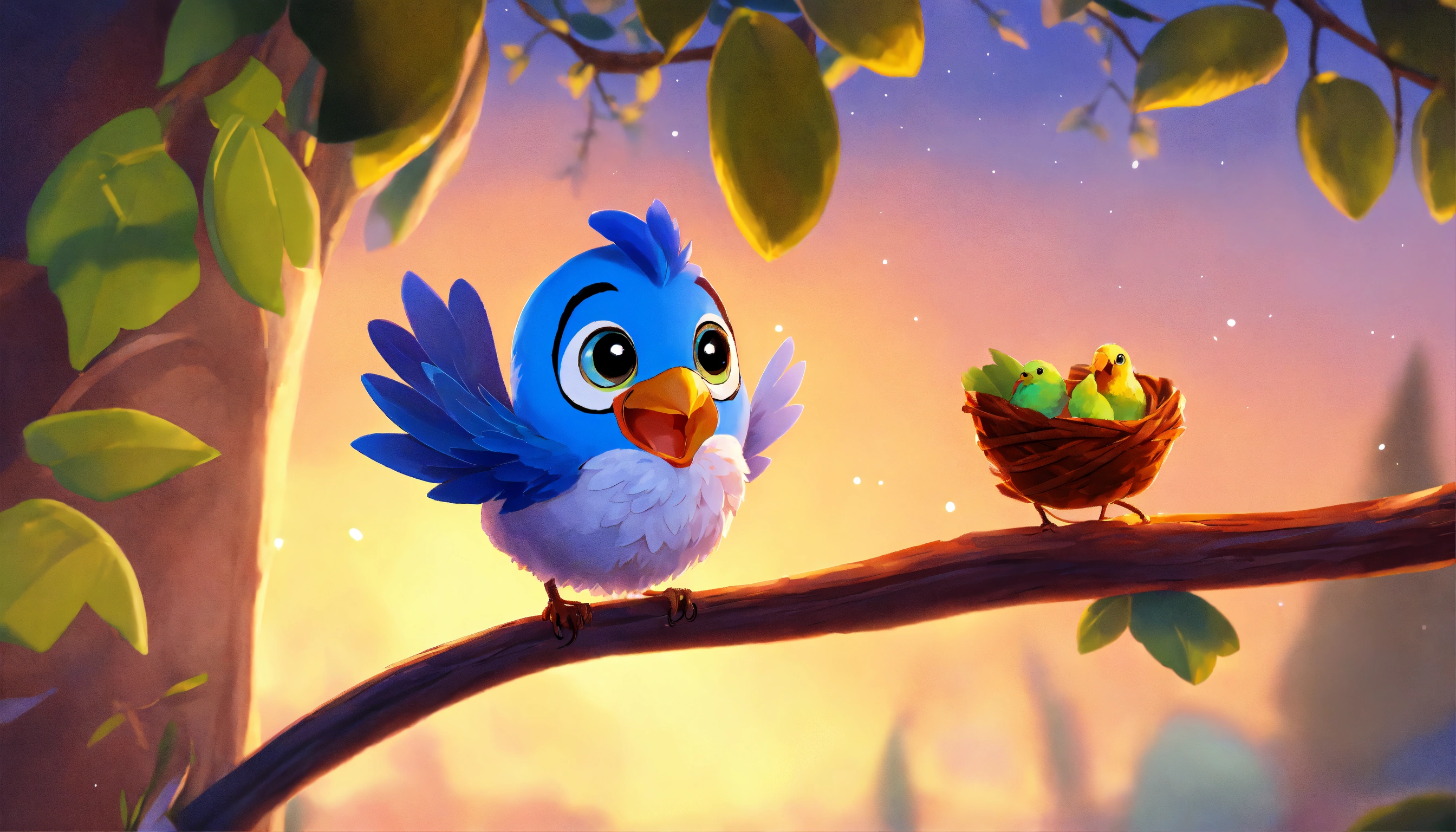 Lexica - Hello, birdie. He sings on the tree branch, making a cozy nest ...