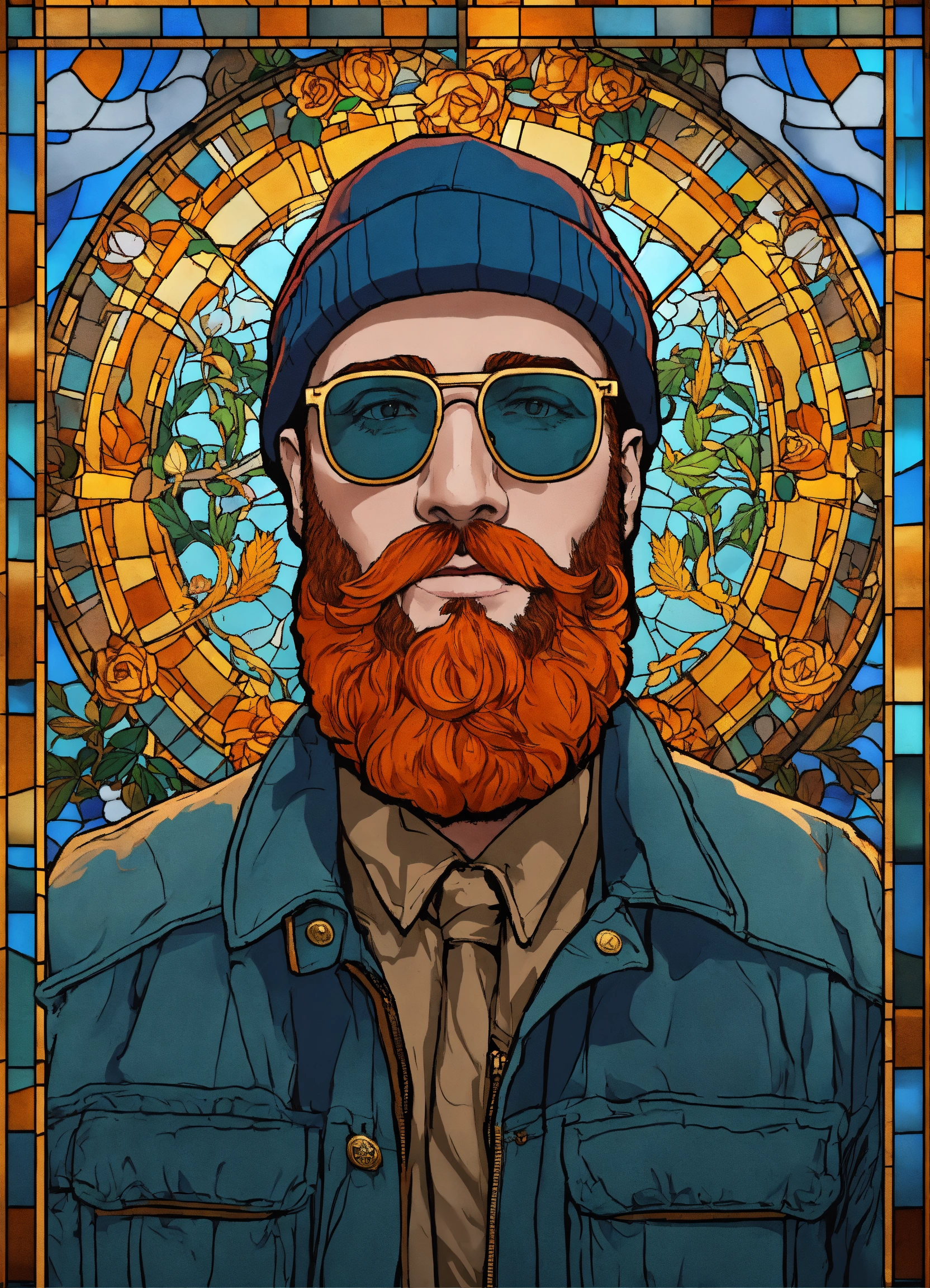 Lexica - HD, 4K, Background is a stained glass with images in the ...