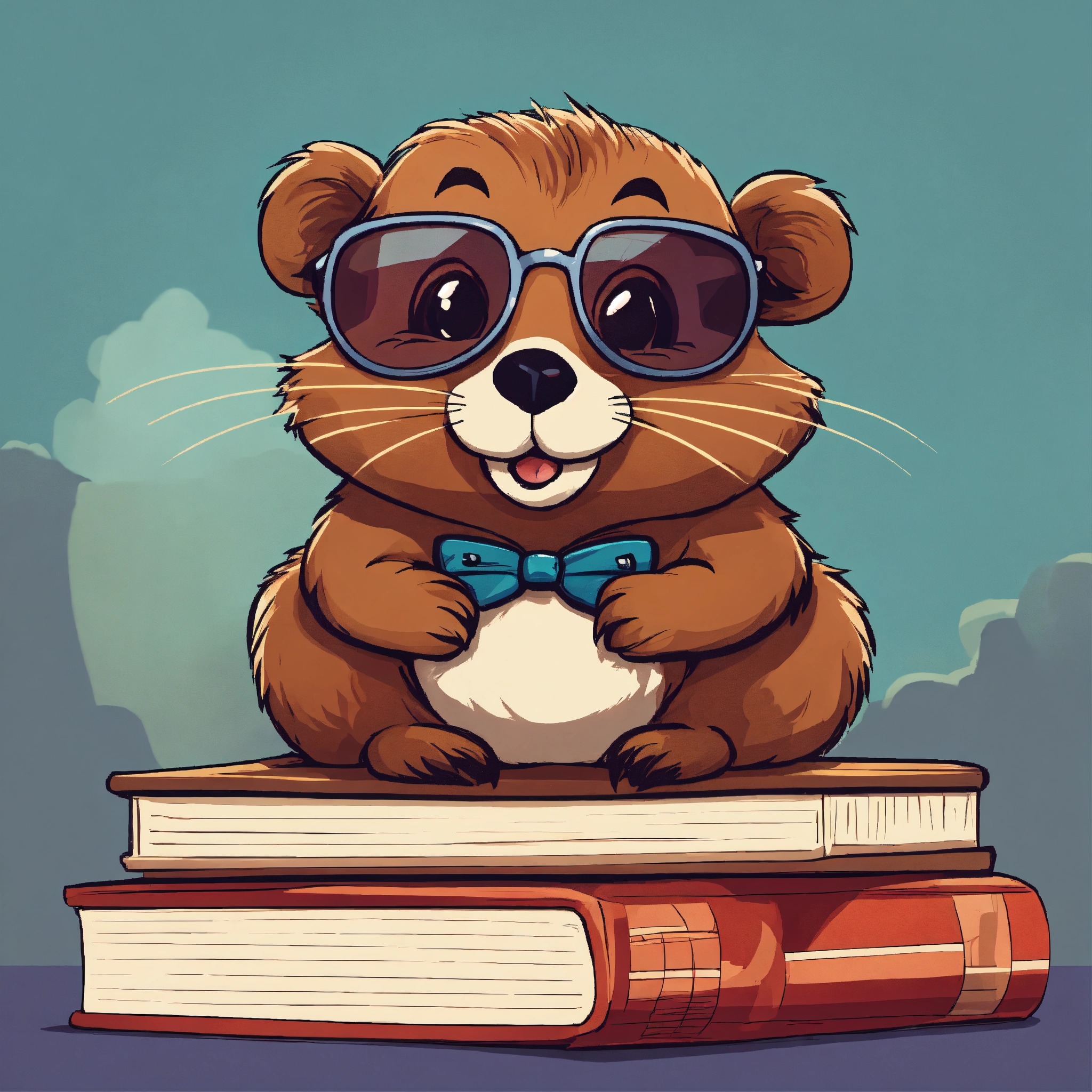 Lexica - A curious cute beaver in cartoon style, wearing oversized ...