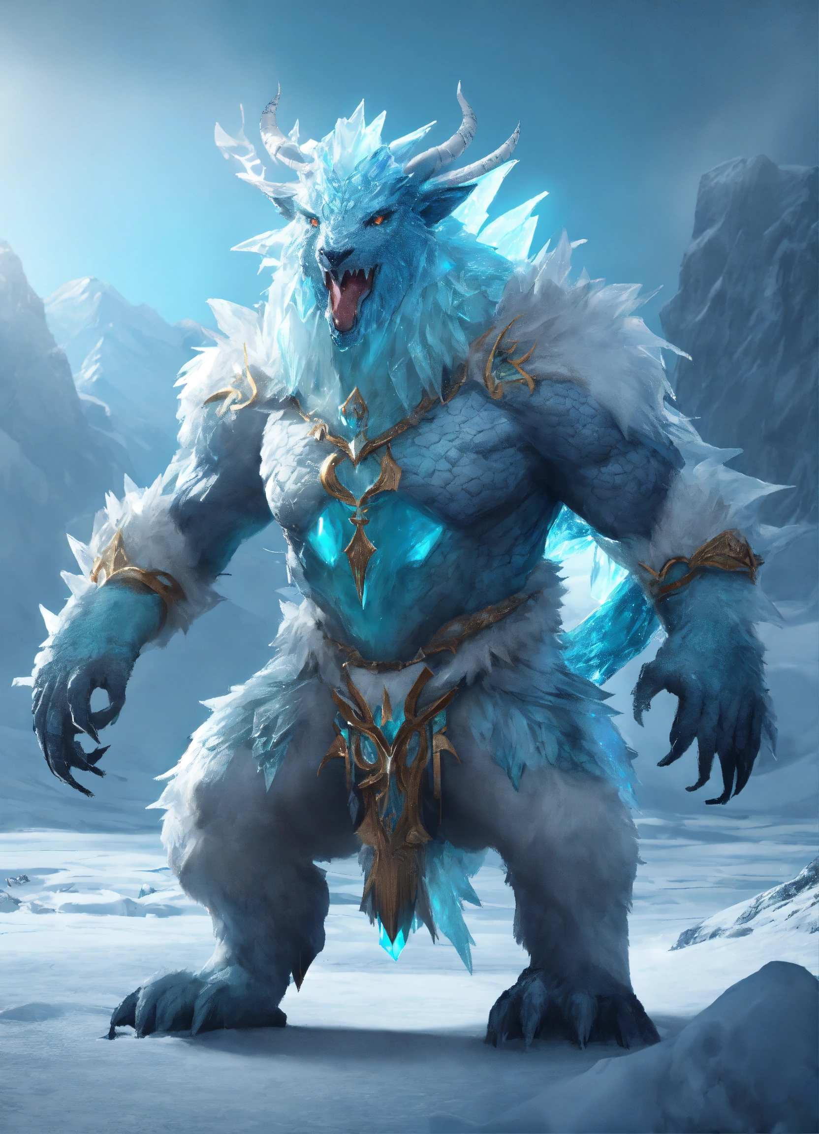 Lexica - A ice mythical creature, 8k, Unity, dungeons and dragons style