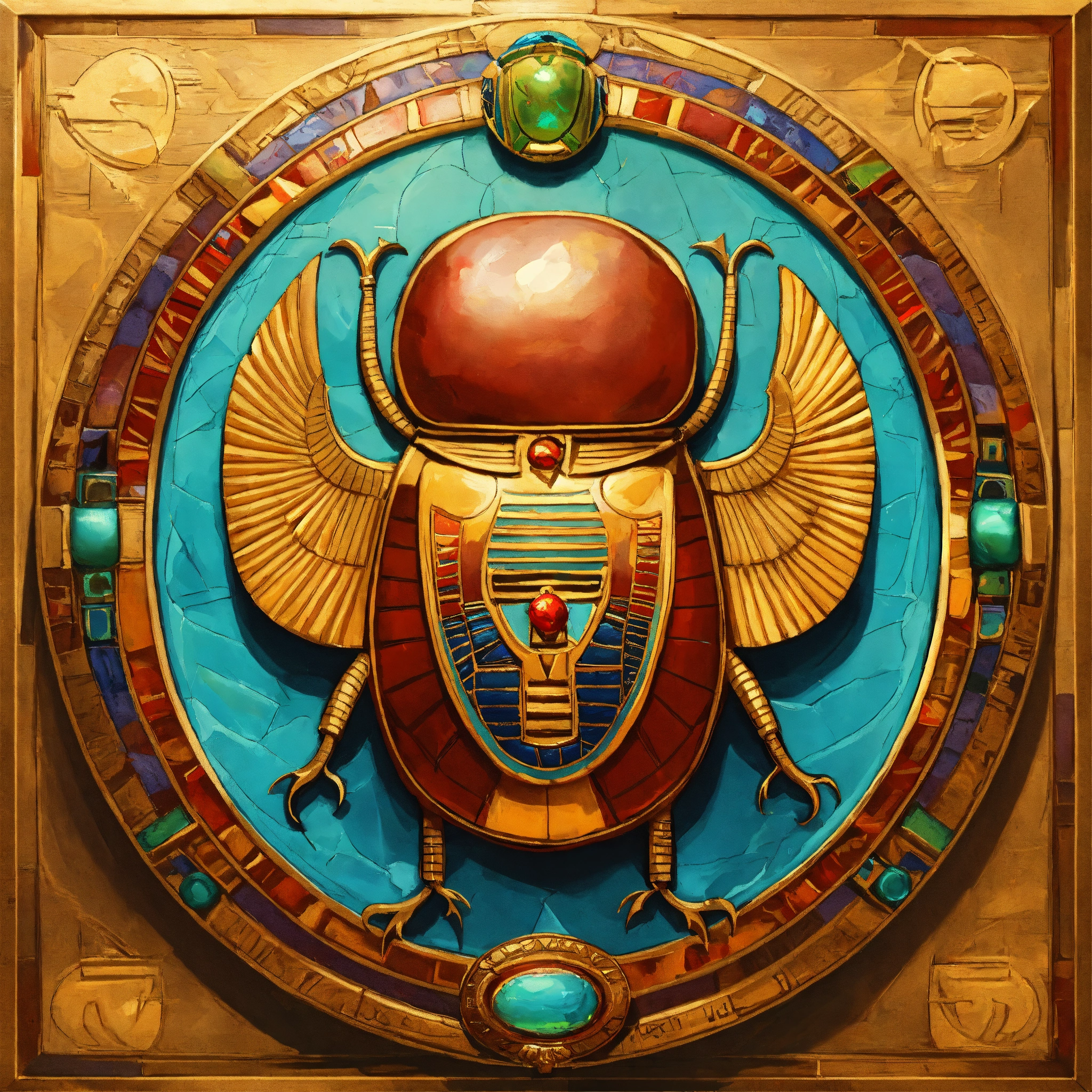 Lexica - Egyptian medallion with scarab, oil paint, single prop ...
