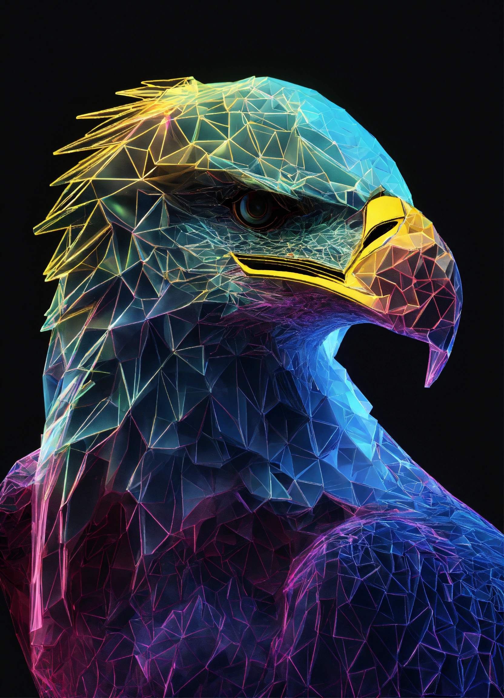 Lexica - Digital wire neon Frame eagles head twisting semi transparent ...