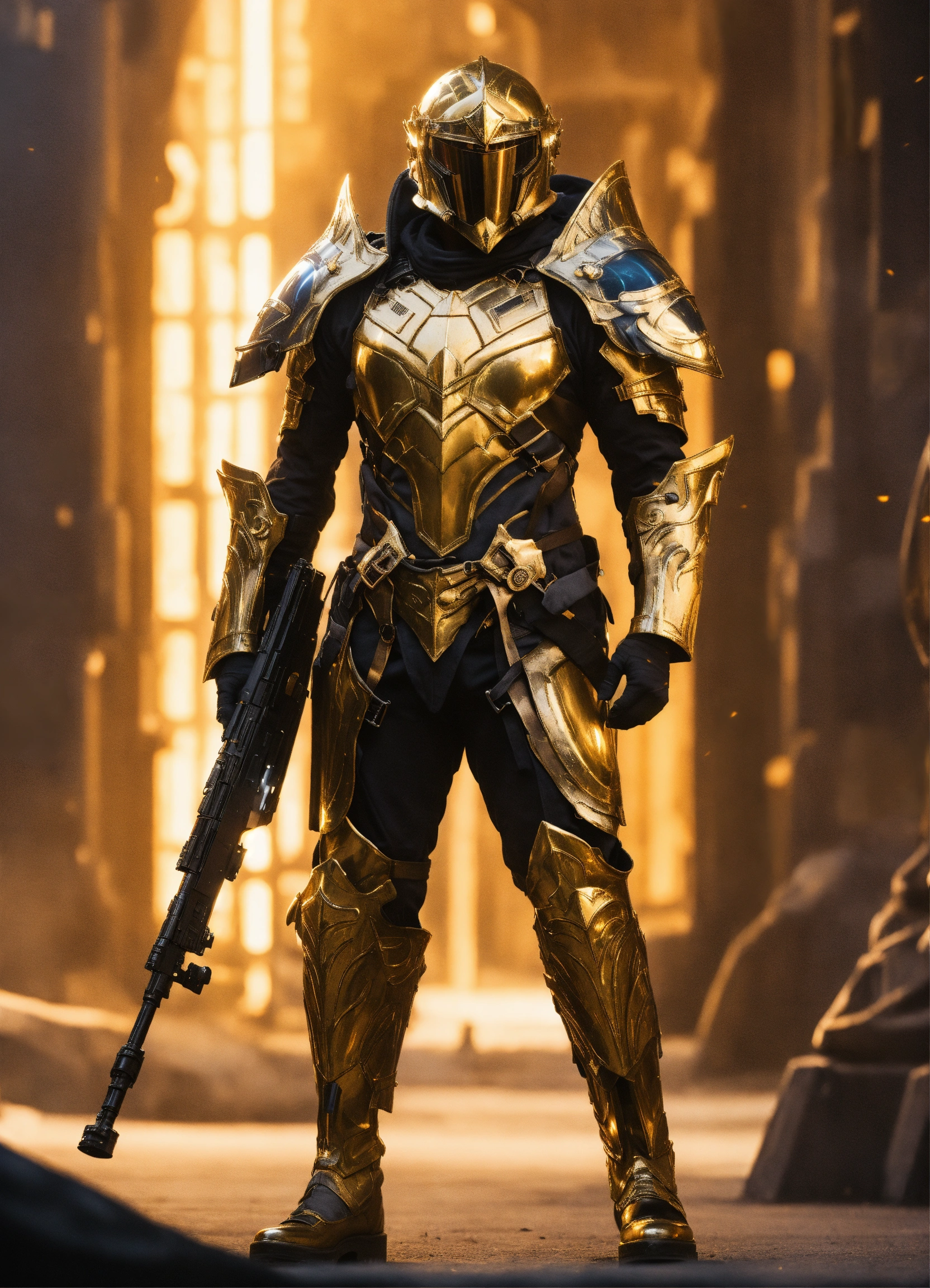 Lexica - Full body of a high elf sci fi soldier wearing heavy sci fi ...