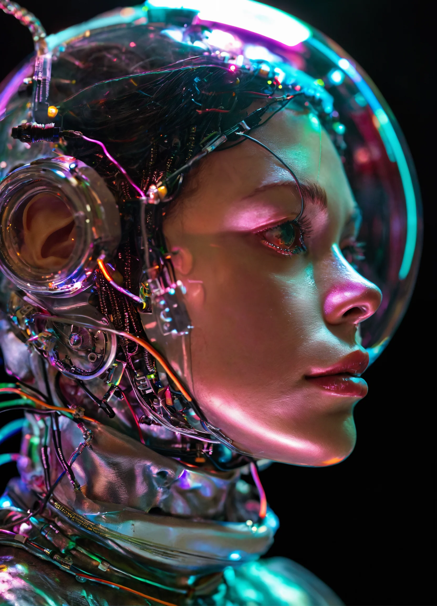 Lexica - Portrait photography, a cyborg astronaut woman head without ...