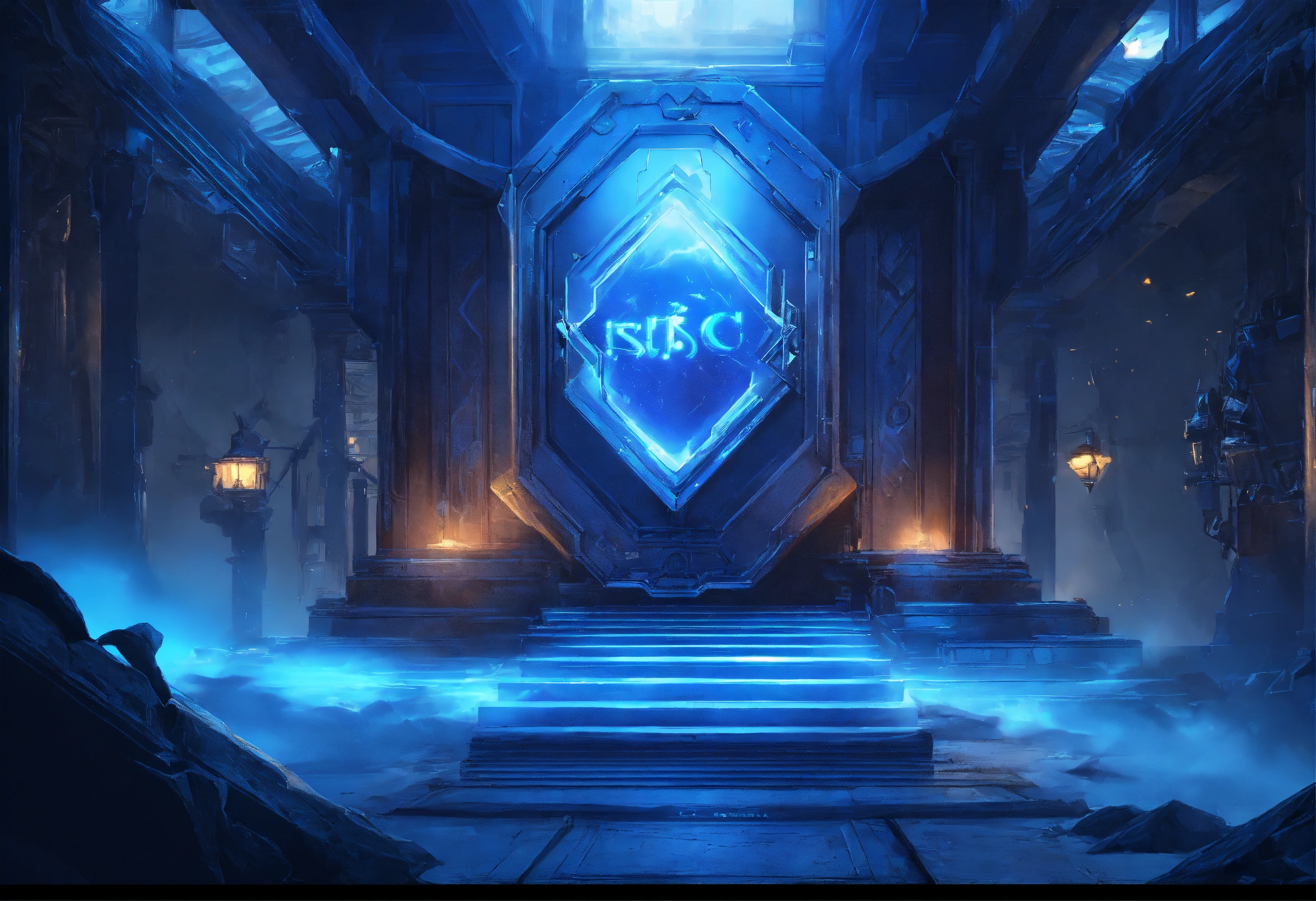 Lexica - Epic blue destop with silver loading screen, unreadebale ...