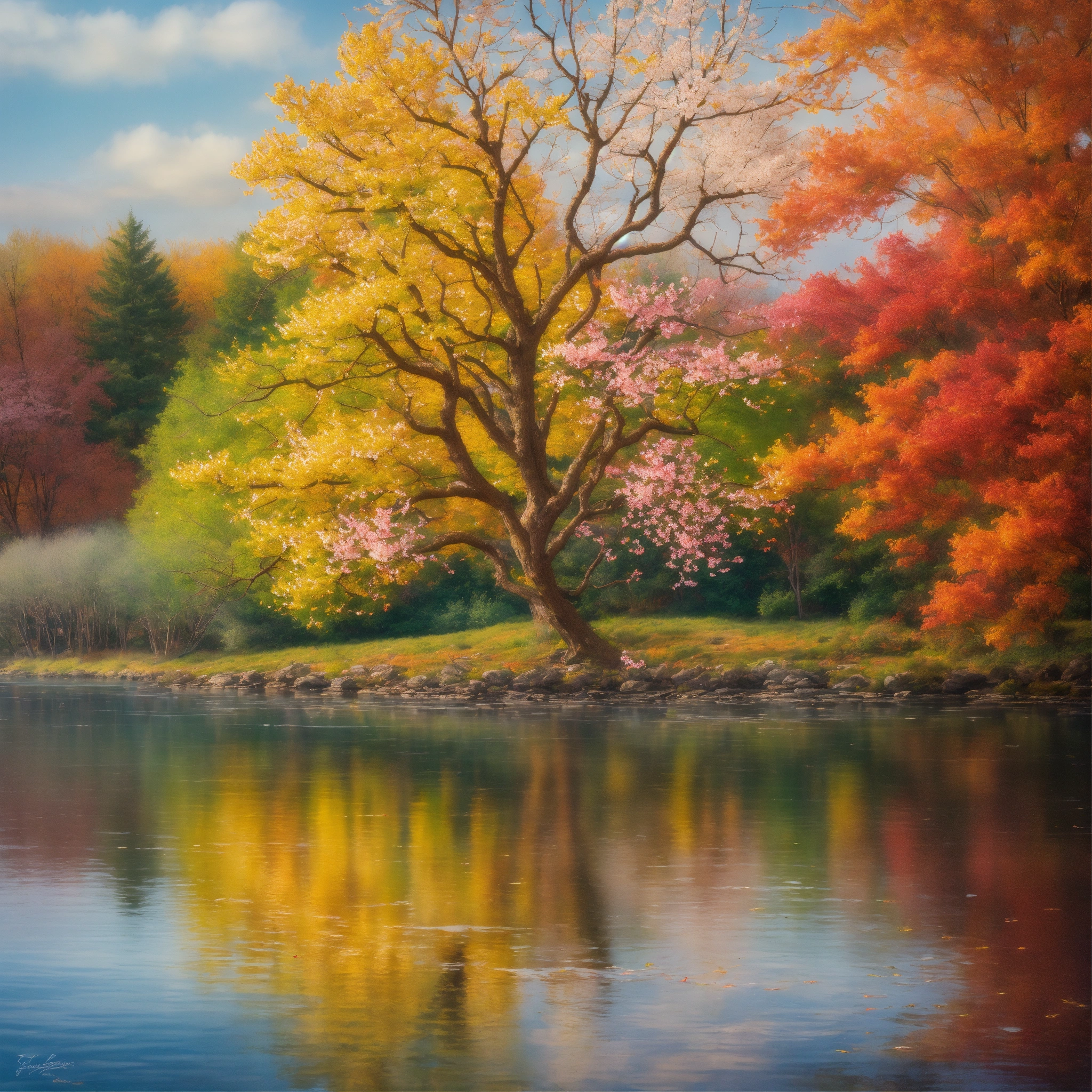 Lexica - "four distinct seasons" one gorgeous tree with colorful fall ...