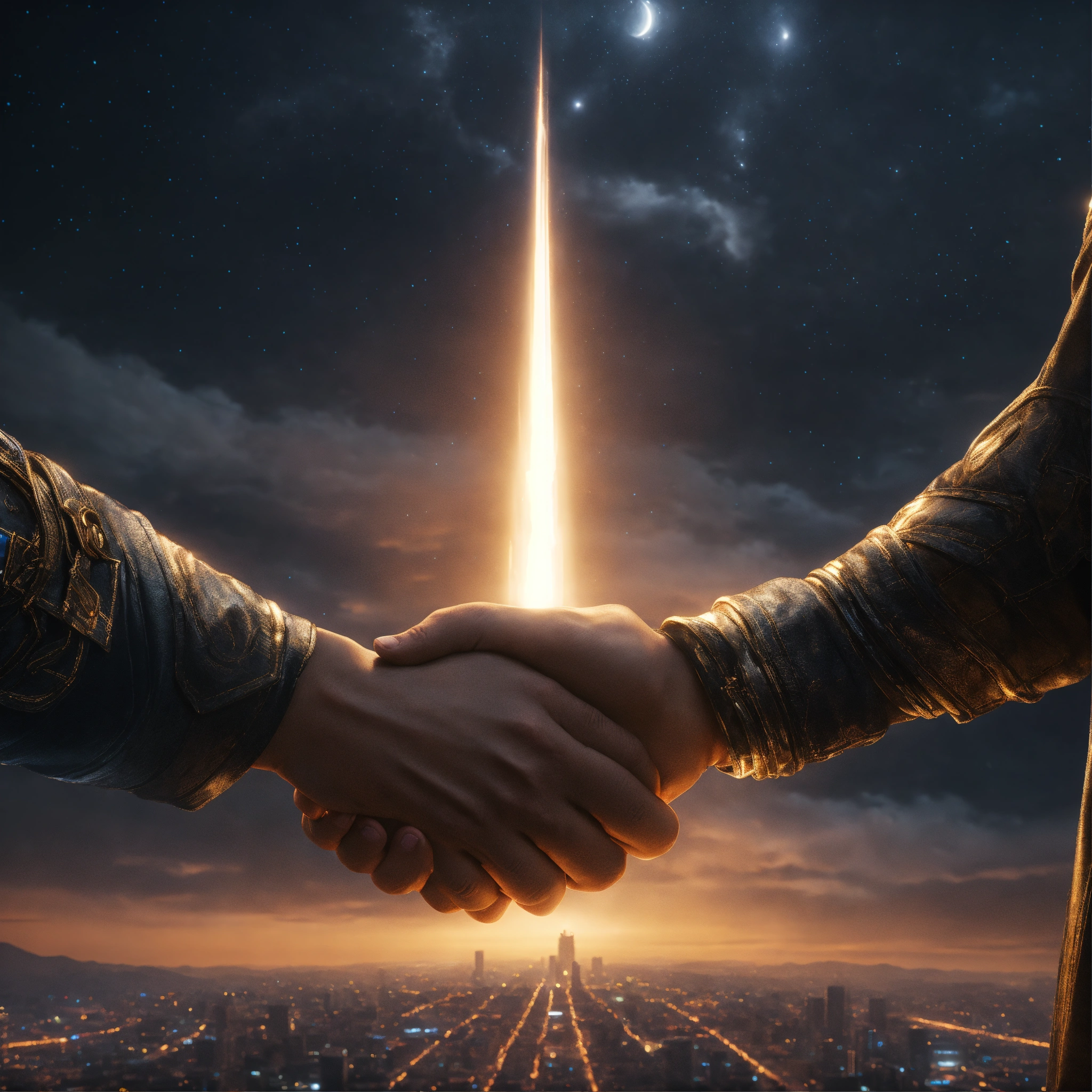 Lexica - Portrait of two hands, pact of brothers, oath, dark sky ...