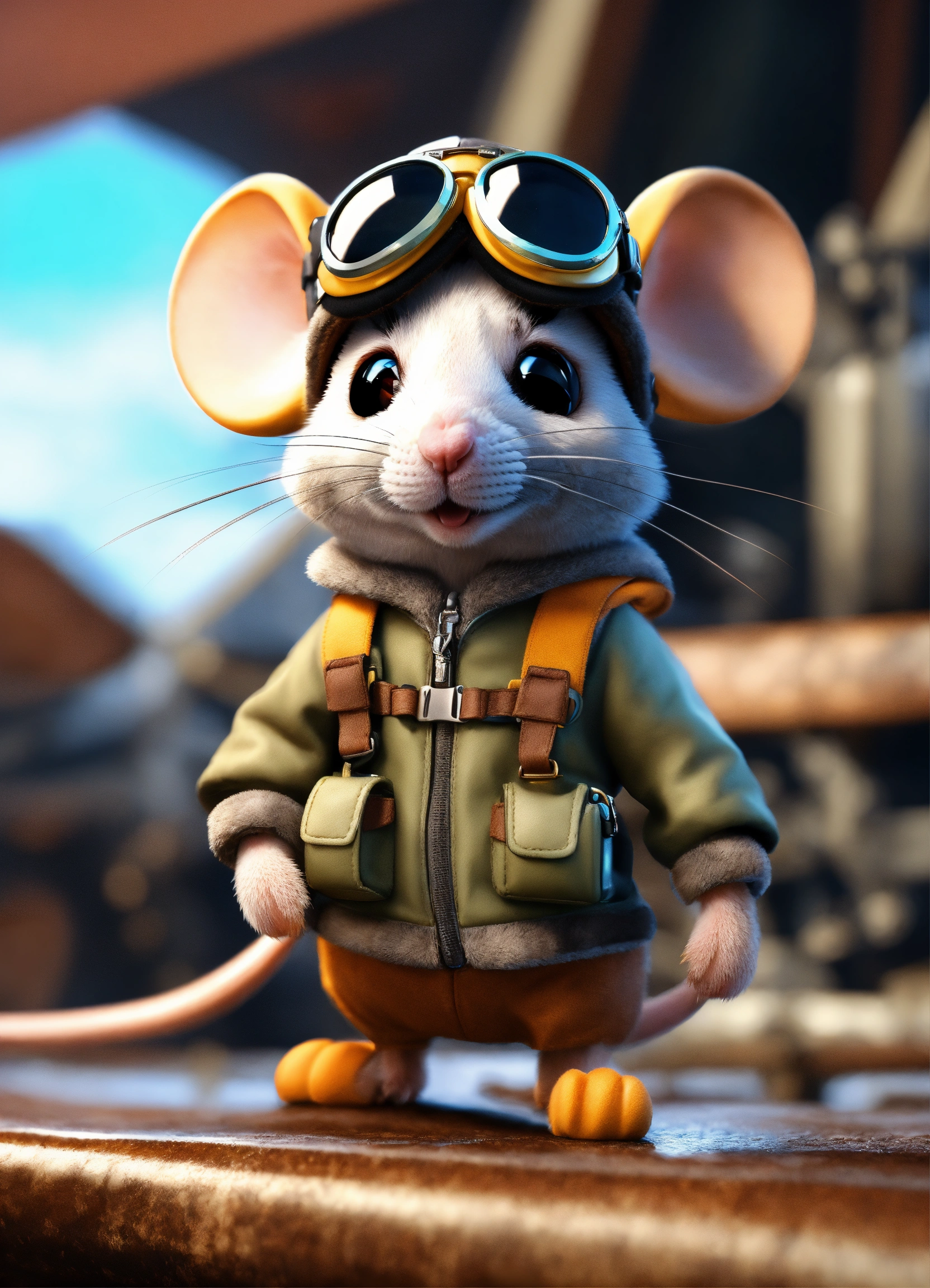 Lexica - A cute mouse pilot wearing aviator goggles, unreal engine ...