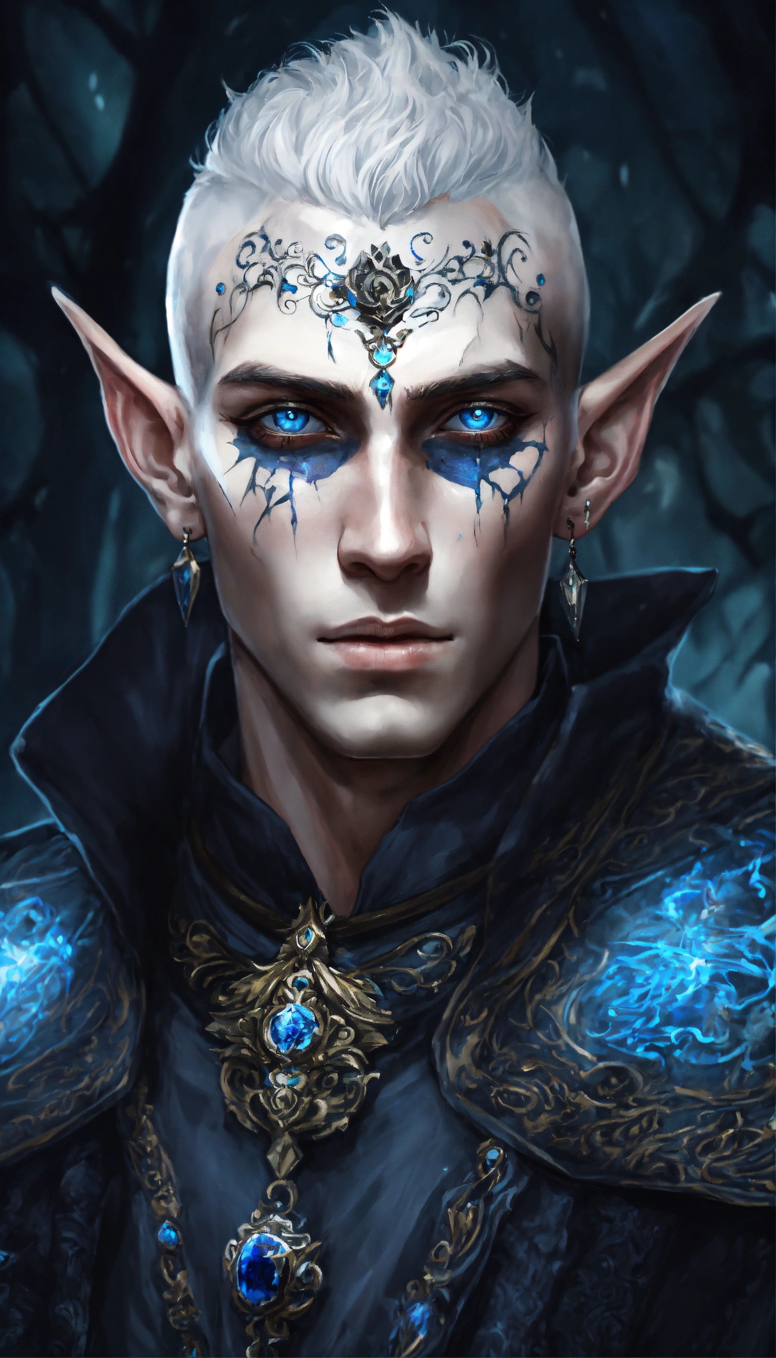 Lexica - Fantasy portrait of a tatooed male elf, sickly thin, gaunt ...
