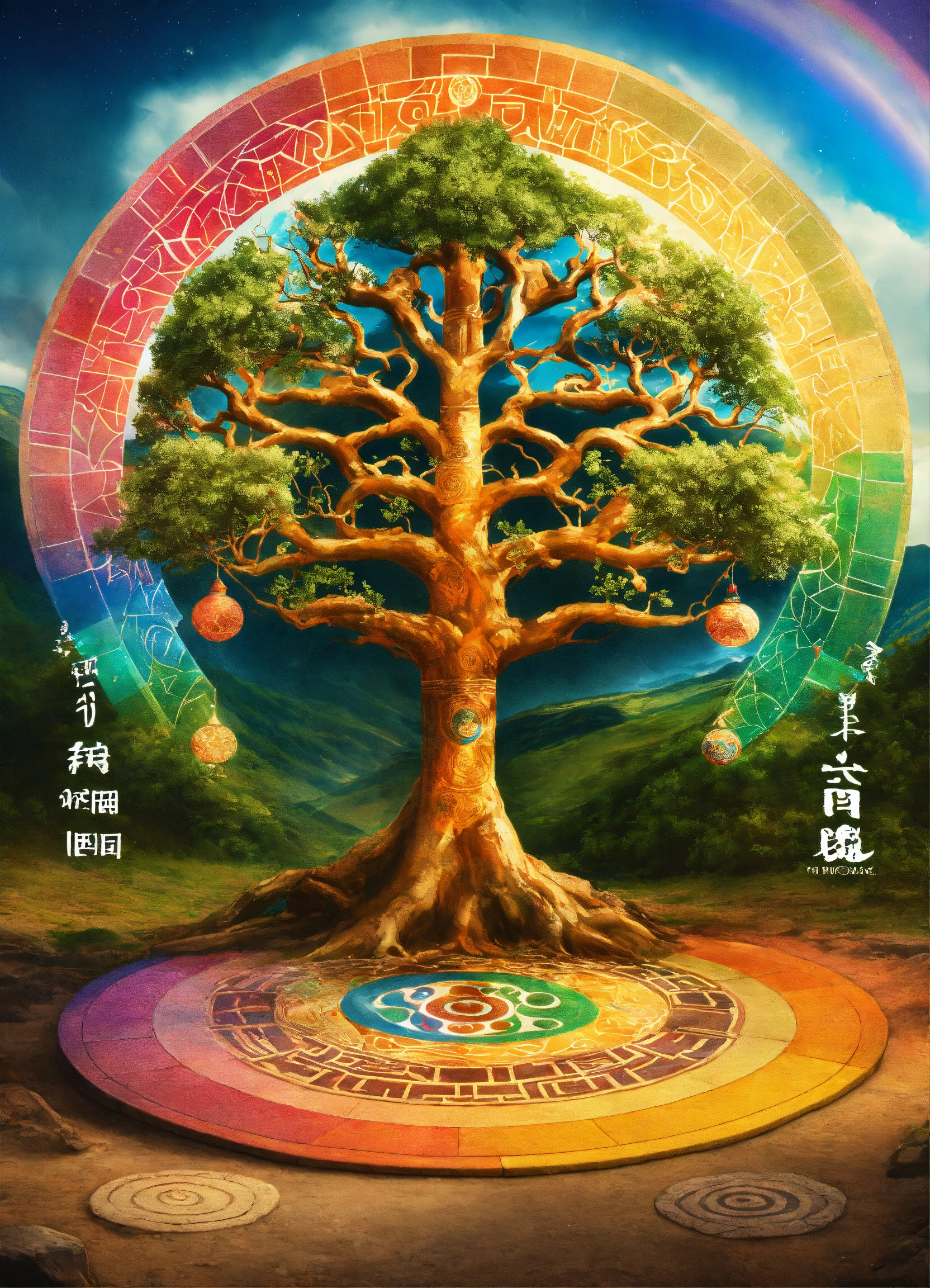 Lexica - The tree of life in Tibet with rainbow geometrical shape ...
