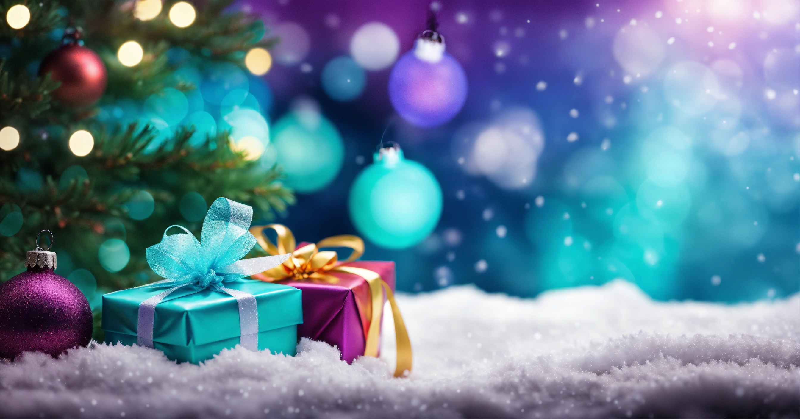 Lexica - Create an a photo realistic turquoise christmas background ...