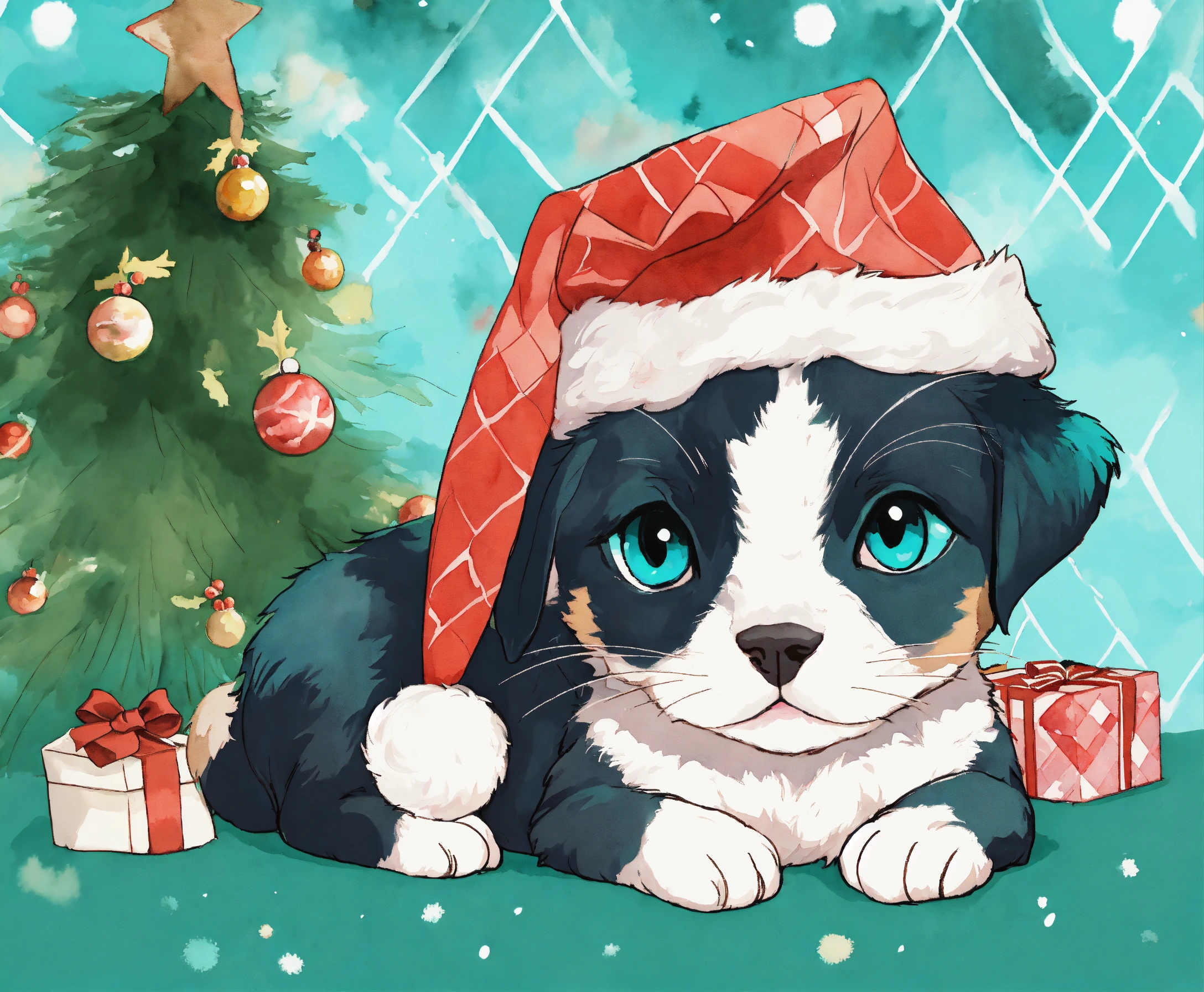 Lexica - Ghibli Moe anime mashup cat and a Rottweiler puppy peaking out ...