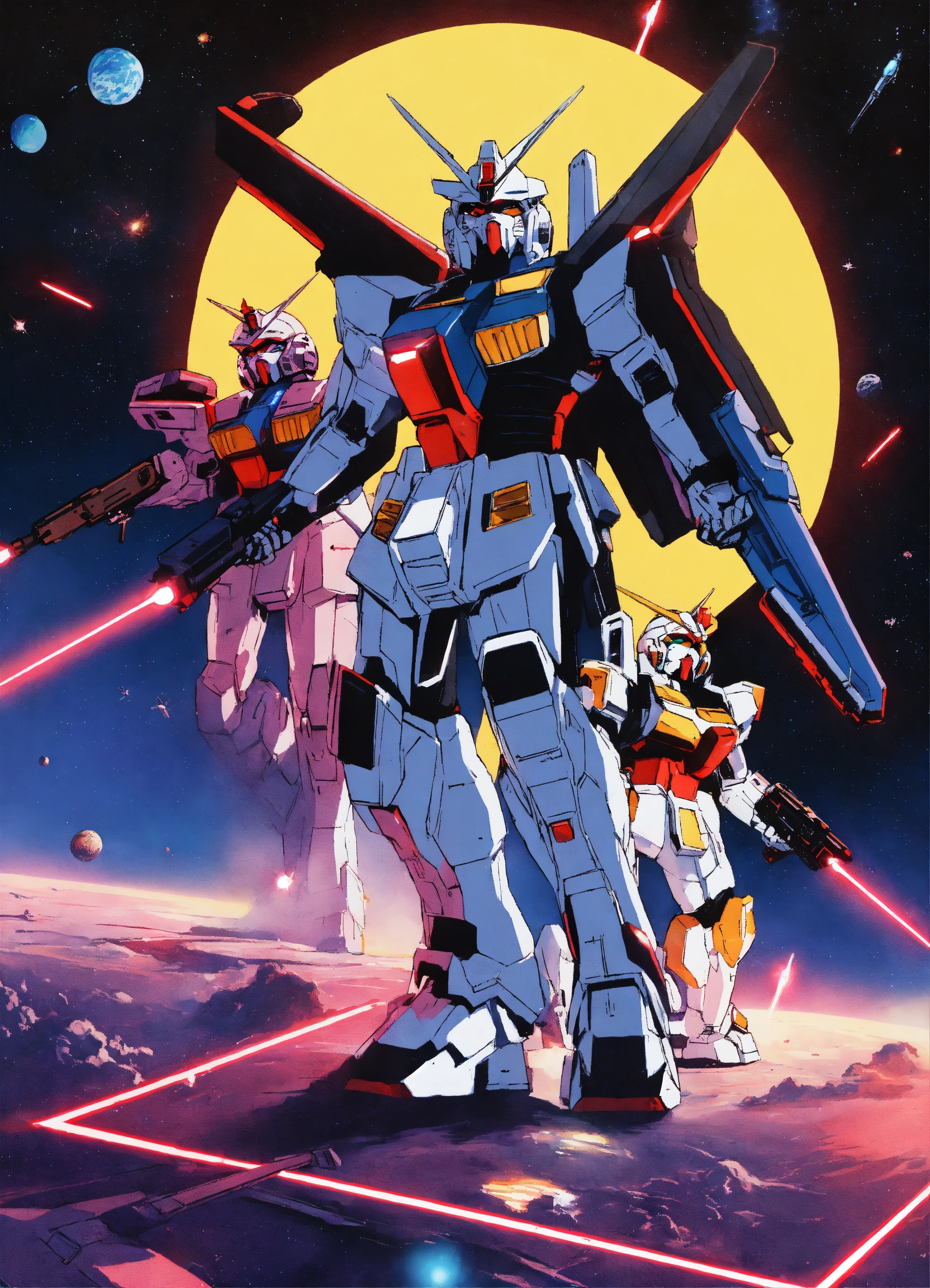 Lexica - 80s anime style black characters gundam pilots laser swords ...