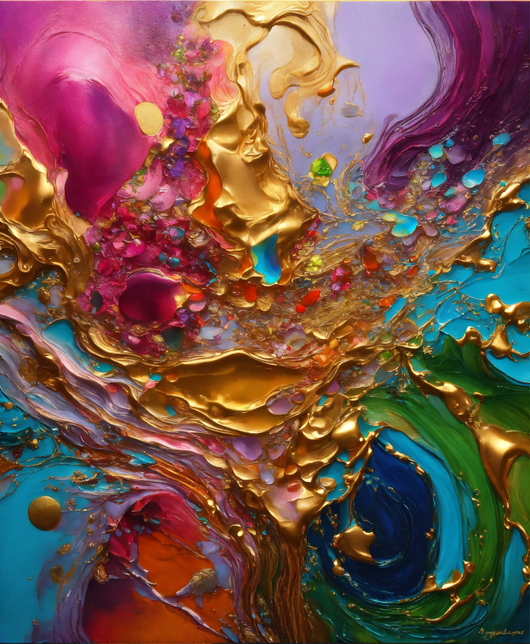 Lexica - Colorful abstract painting oil and water complex complicated ...