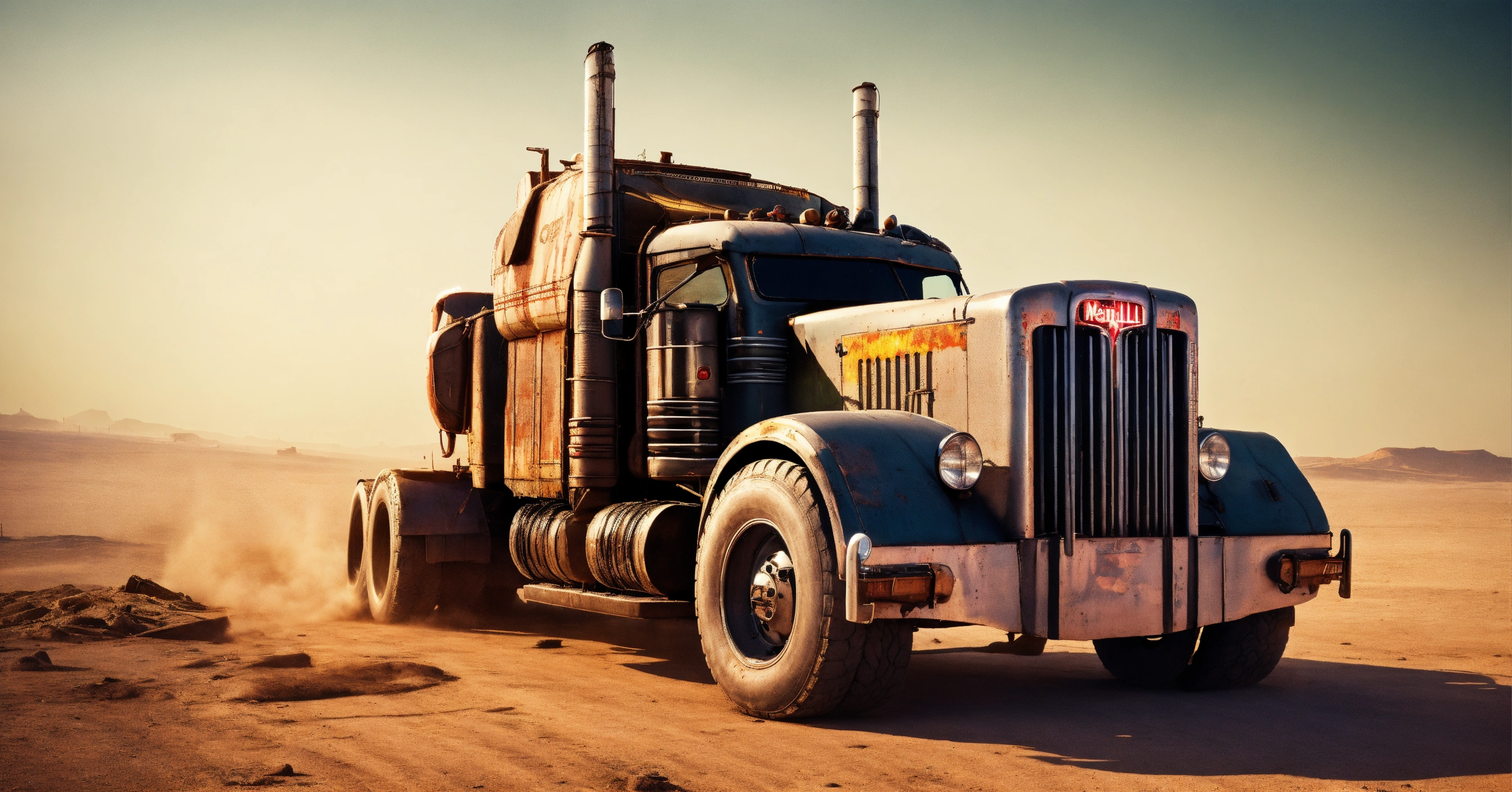 Lexica - Semi truck cyberpunk post-apocalyptic Peterbilt with a ...