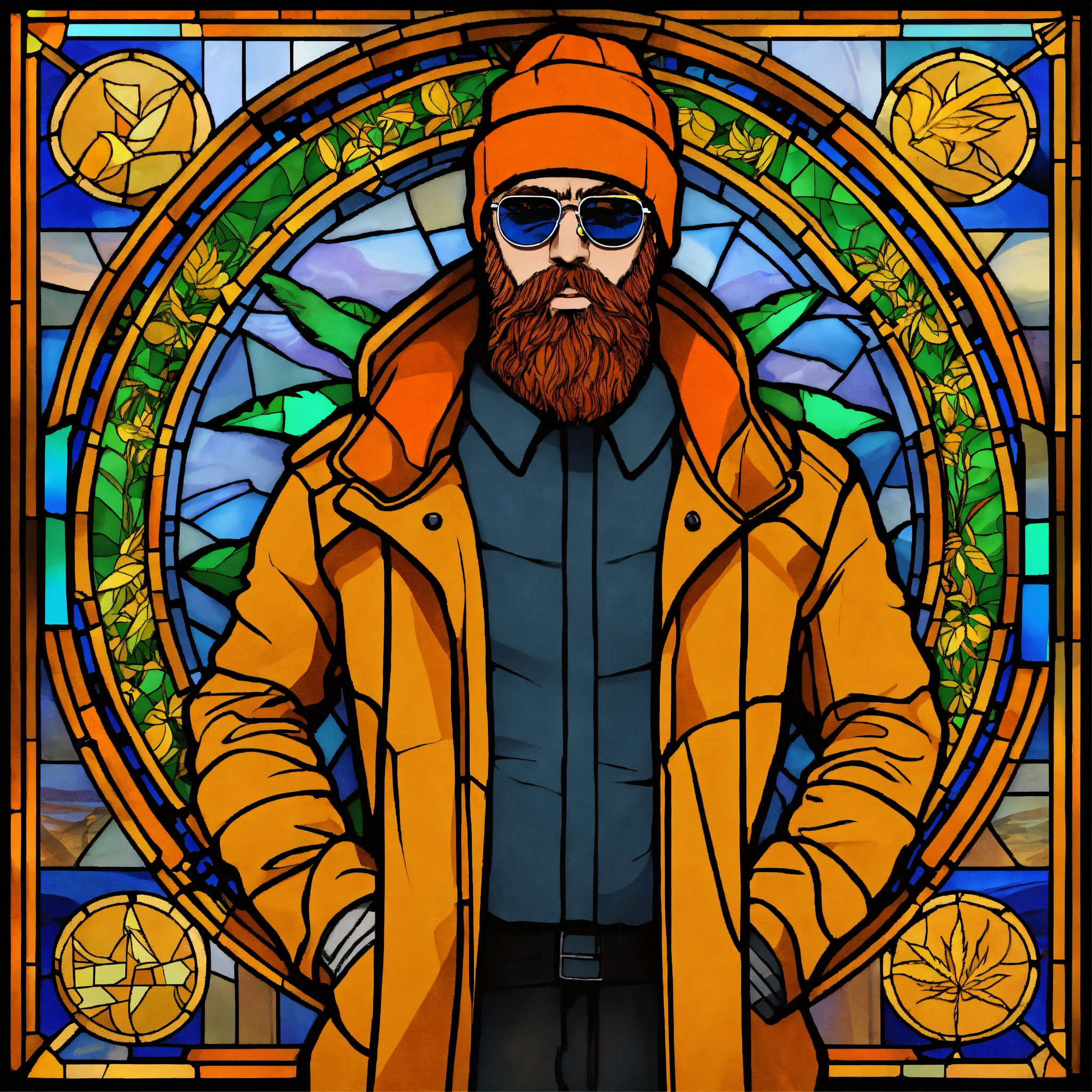 Lexica - HD, 4K, Background is a stained glass with images in the ...