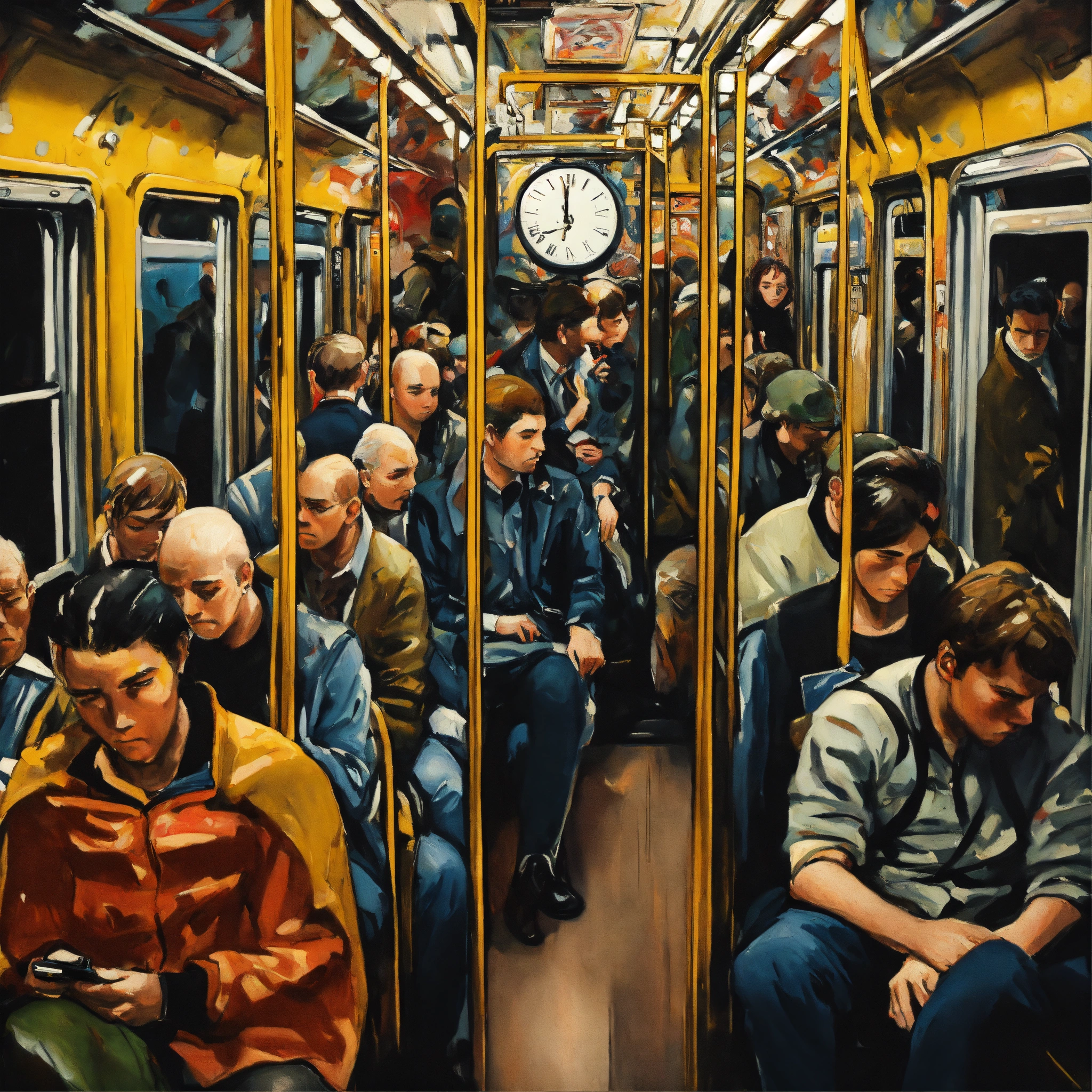 Lexica - A close up oil painting by Jackson Pollock of 6 people with no ...