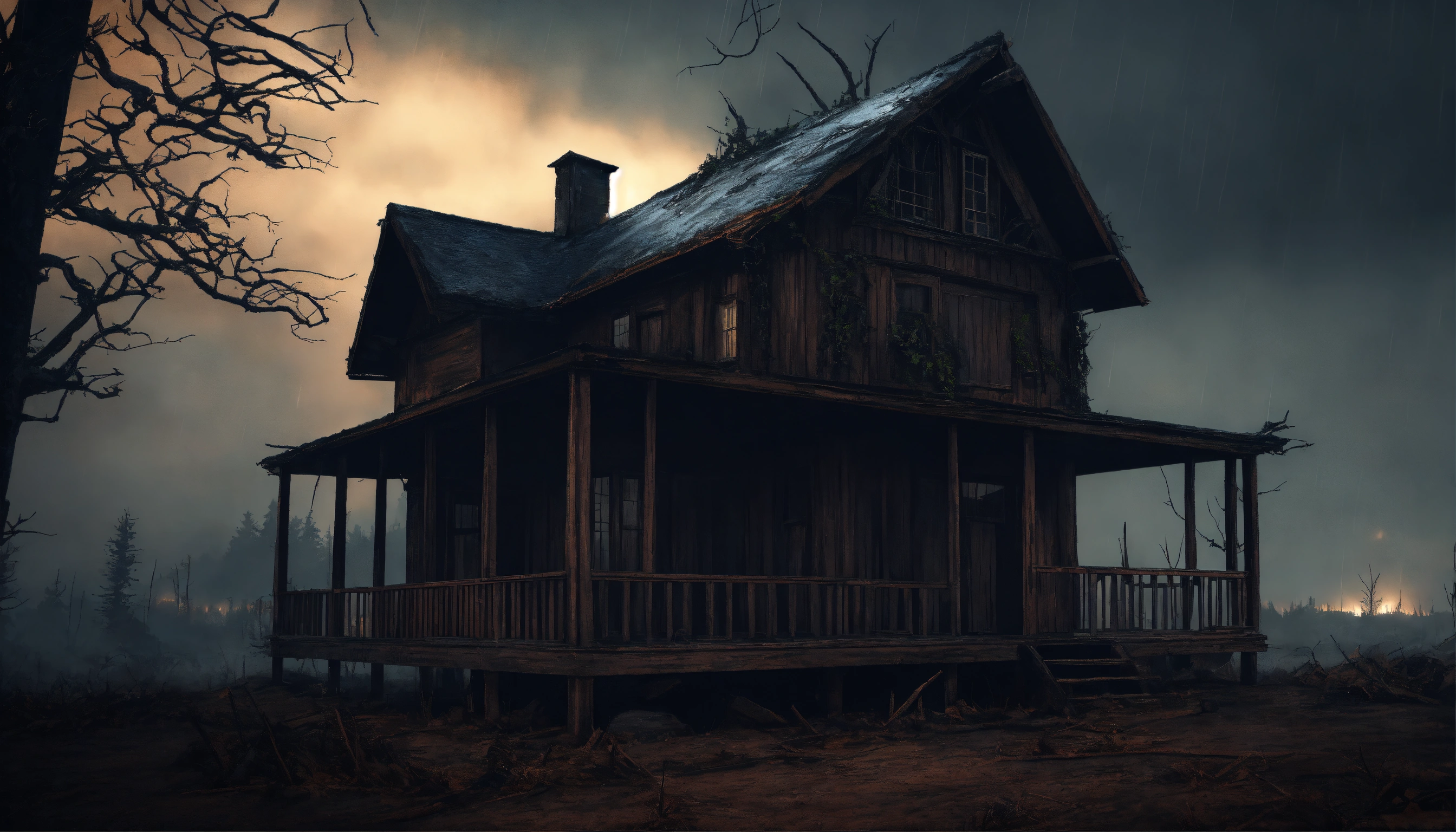 Lexica - NIGHT . DARK NIGHT. wooden house. digital image of a dark and ...