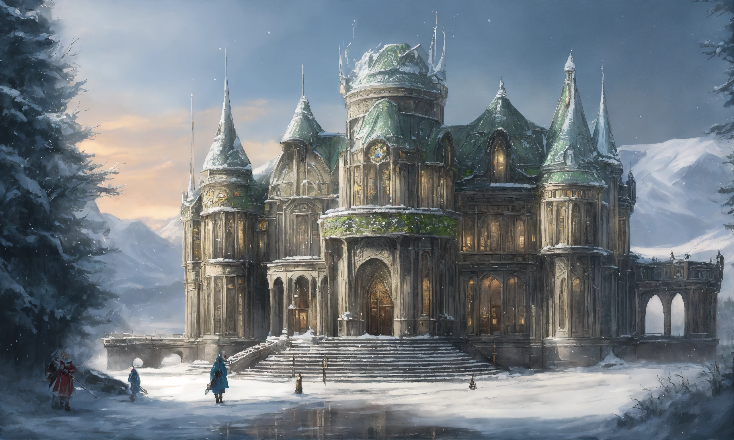 Lexica - Drawing of a fully shown elegant high elf sci fi palace in ...