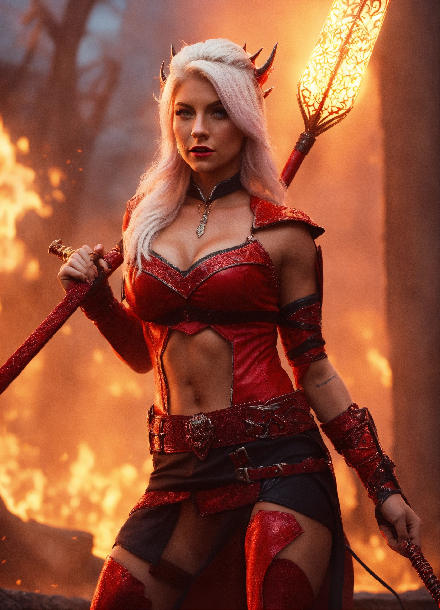 Lexica - Red devil girl Alexa Bliss D&D, fantasy, cinematic.