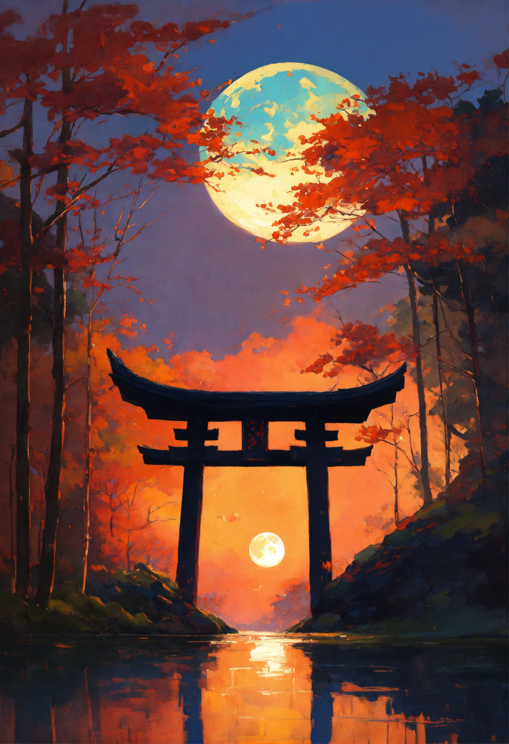 Lexica - Japan sekiro gates, night, moon, fudzijama, Majestic nature ...