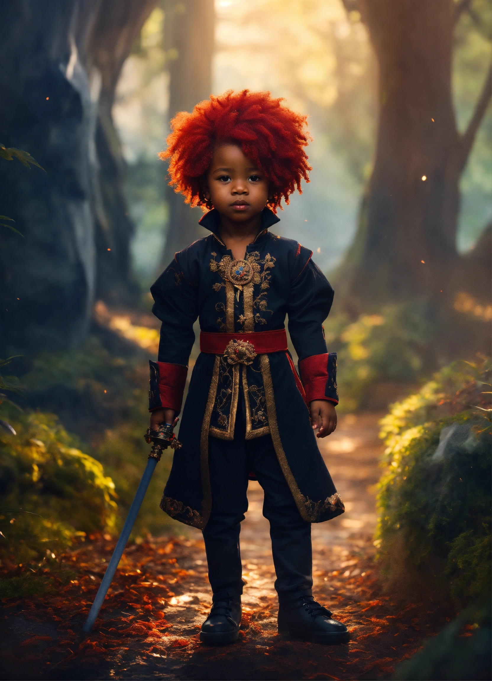 Lexica - Black toddler prince red hair 4k fantasy