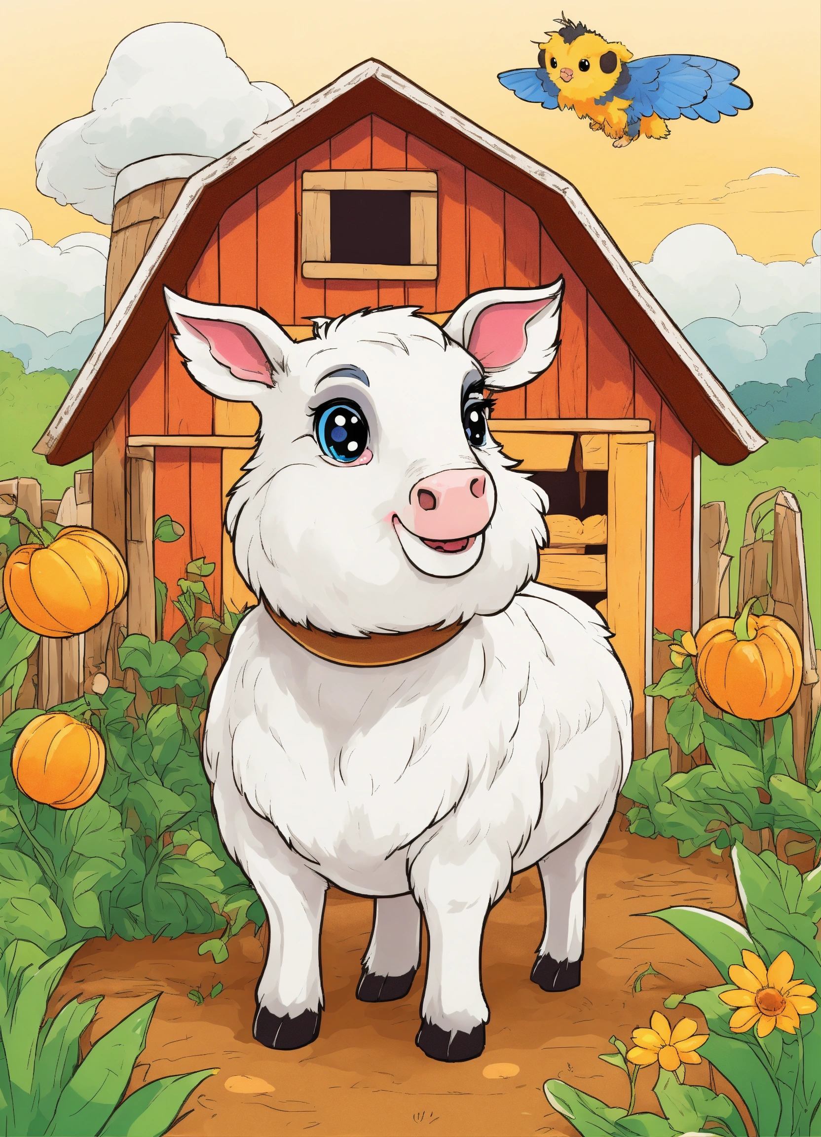 Lexica - Generate a cute FARM ANIMALS, super eye-catching illustration ...