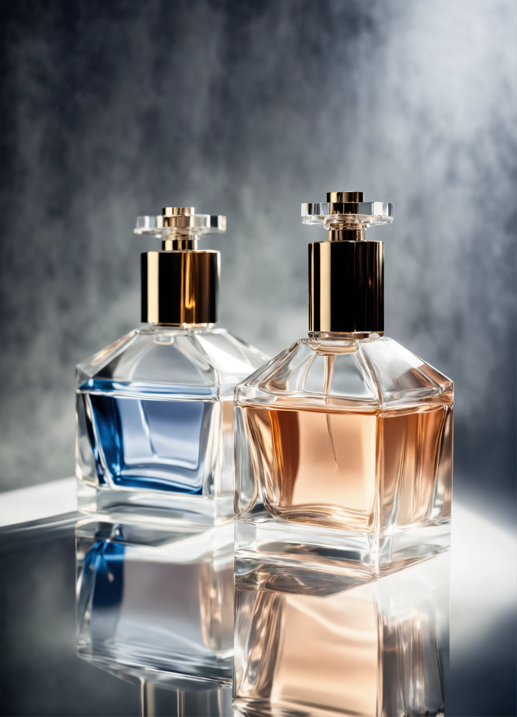 Lexica - FUTURISTIC two perfume bottles on white background cologne ...