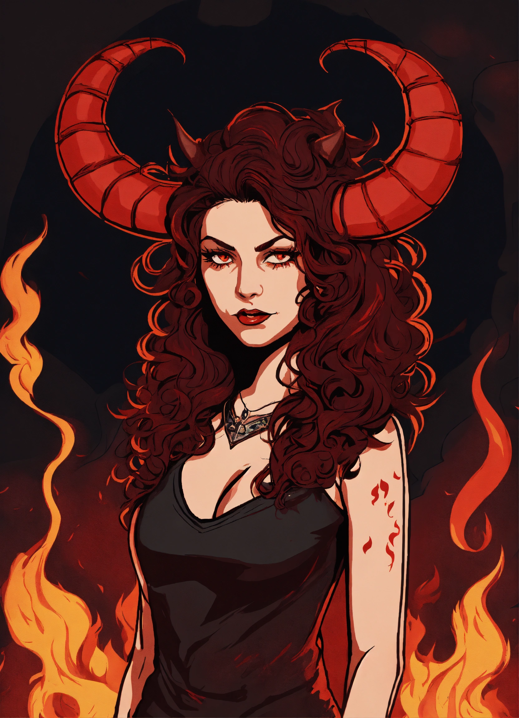 Lexica - Ashley Mcbryde Retro color vector cartoon style devil ...